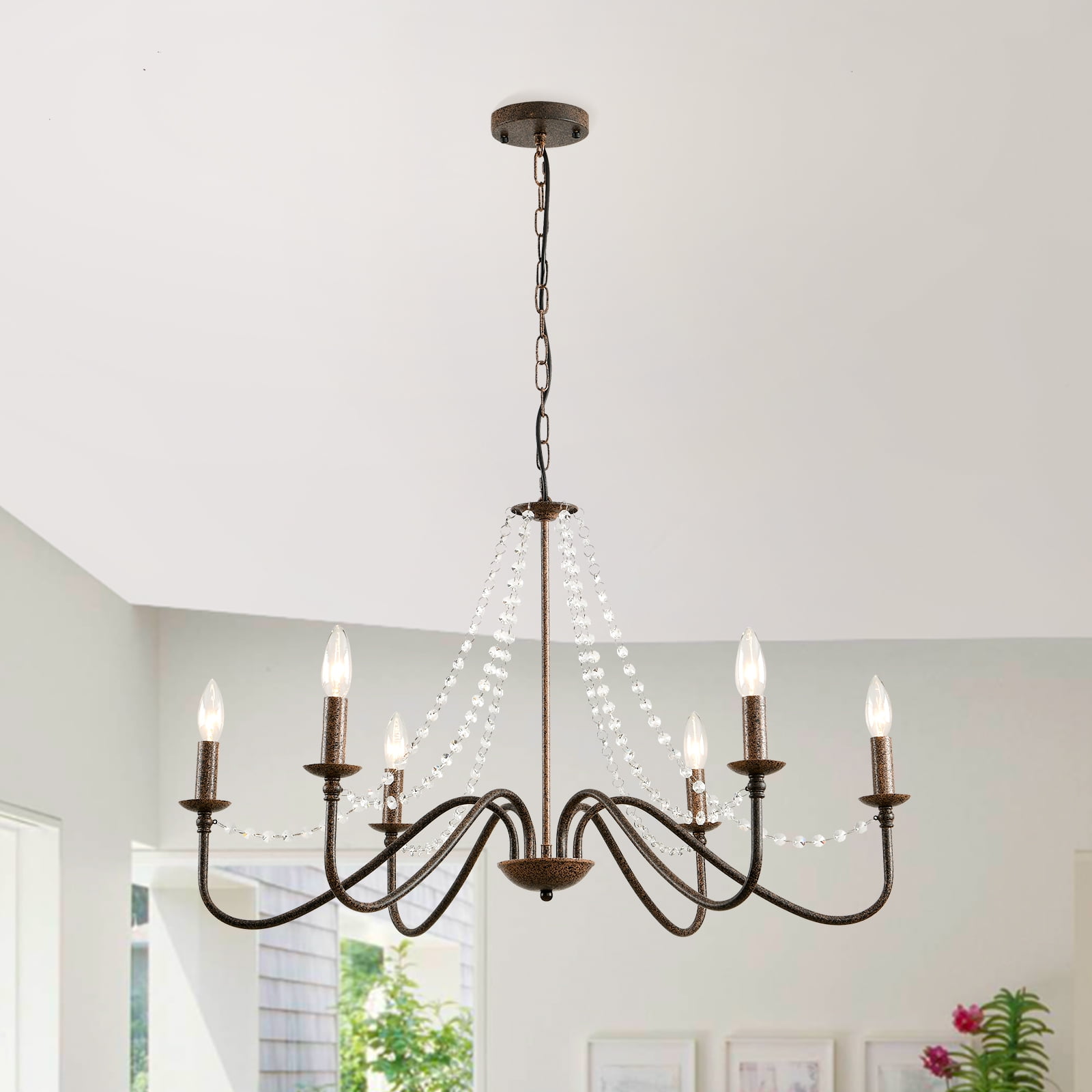 Magic Home 6-Light Farmhouse Chandelier Modern Pendant Lighting,Classic ...