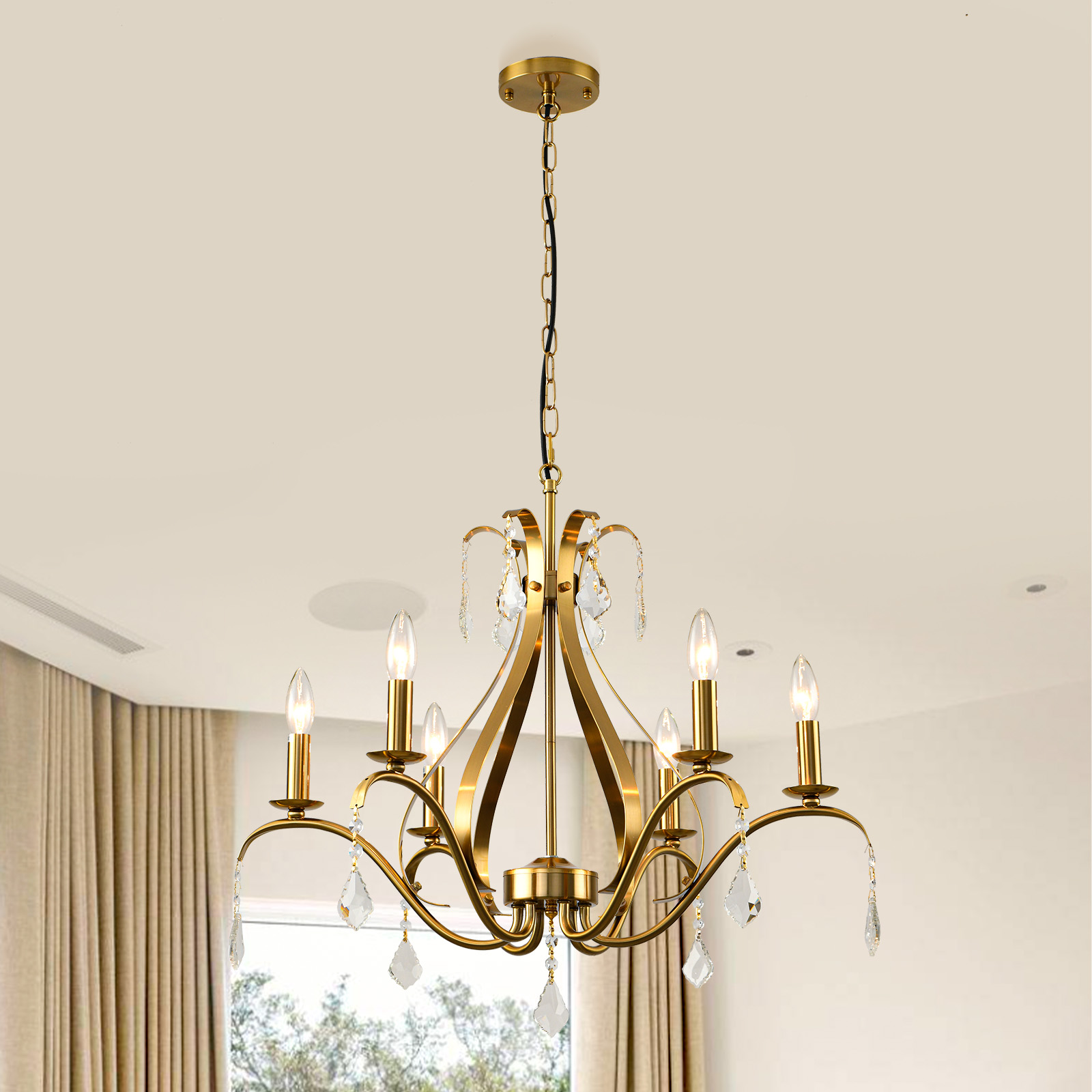 Aiwen Farmhouse Modern Luxe Chandelier Flush Mount Ceiling Lamp Gold ...