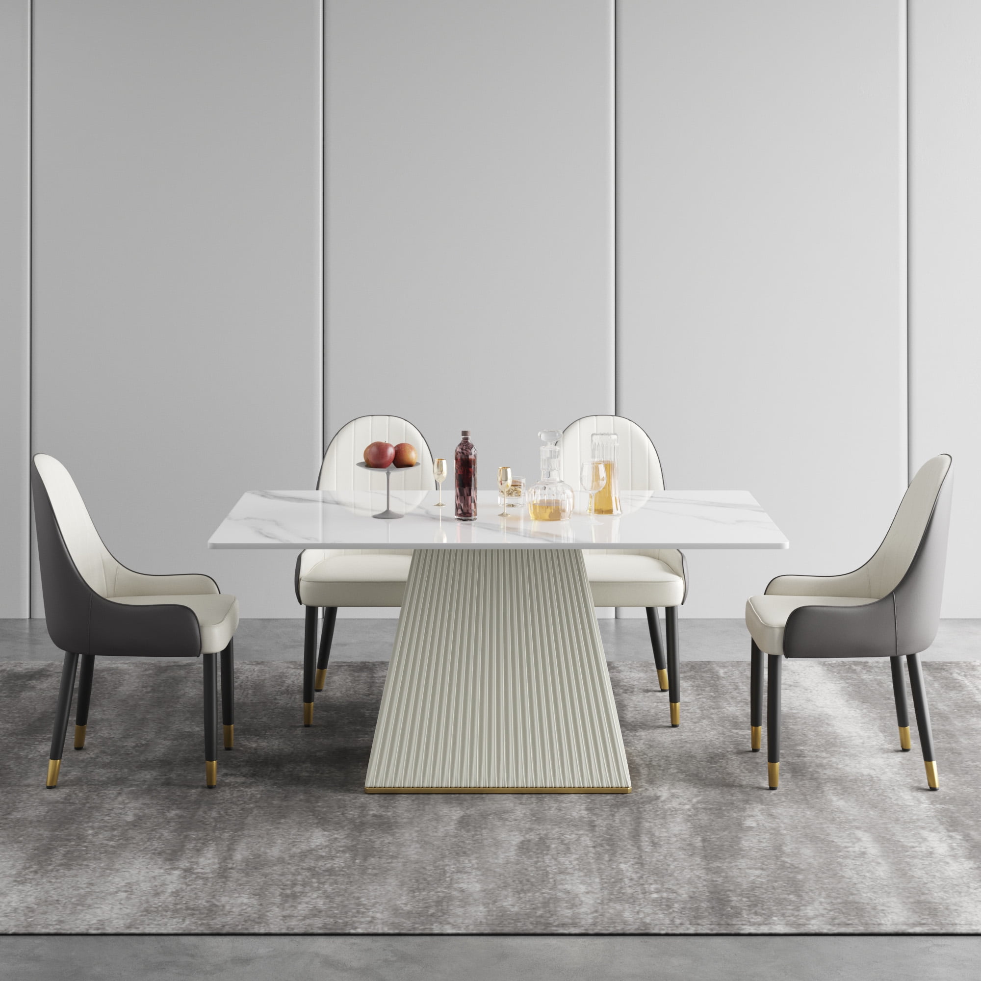 Magic Home 63" Light Luxury Sintered Stone Dining Table for 6 Person ...