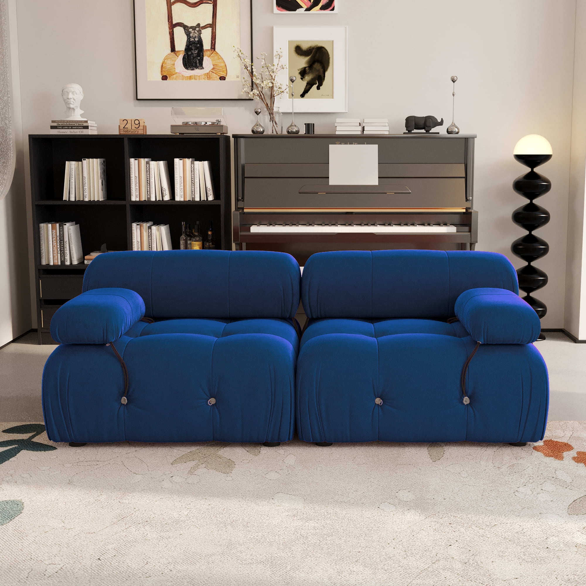 Magic Home 69.3" Modular Sectional Sofa, Modern Flannel Fabric Deep ...