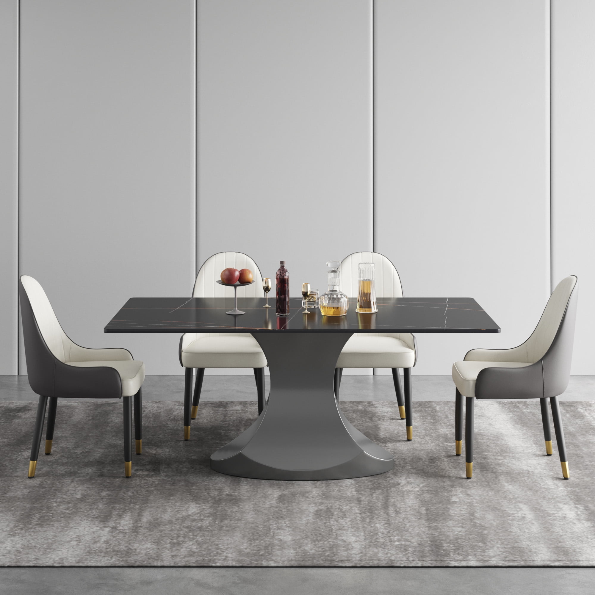 Magic Home 71" Light Luxury Sintered Stone Dining Table for 6 Person ...