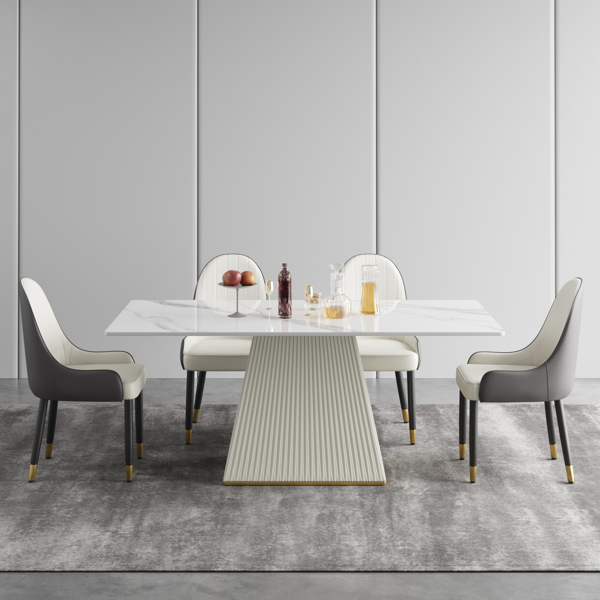 POVISON 71" Modern White Dining Table for 6, Sintered Stone Tabletop ...