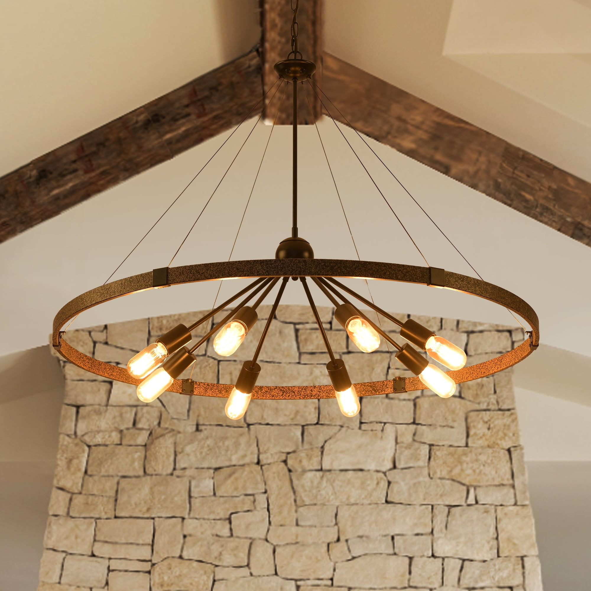 Magic Home 8-Light Wagon Wheel Chandelier,Modern Farmhouse Light ...