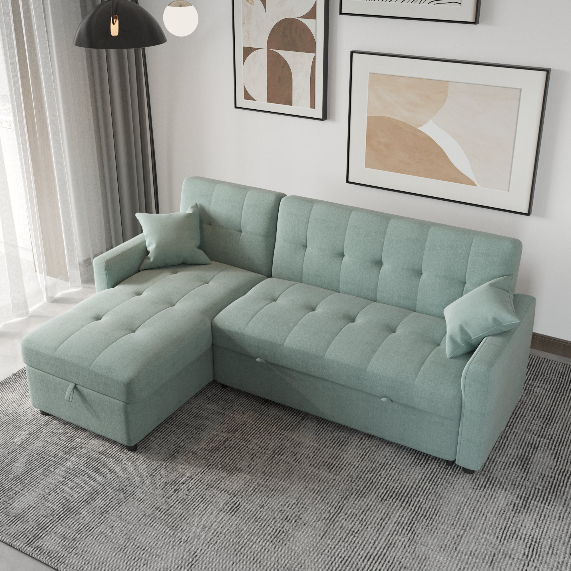"Magic Home 81"" Sectional Corner Apartment Sleeper Sofa, Modern ...