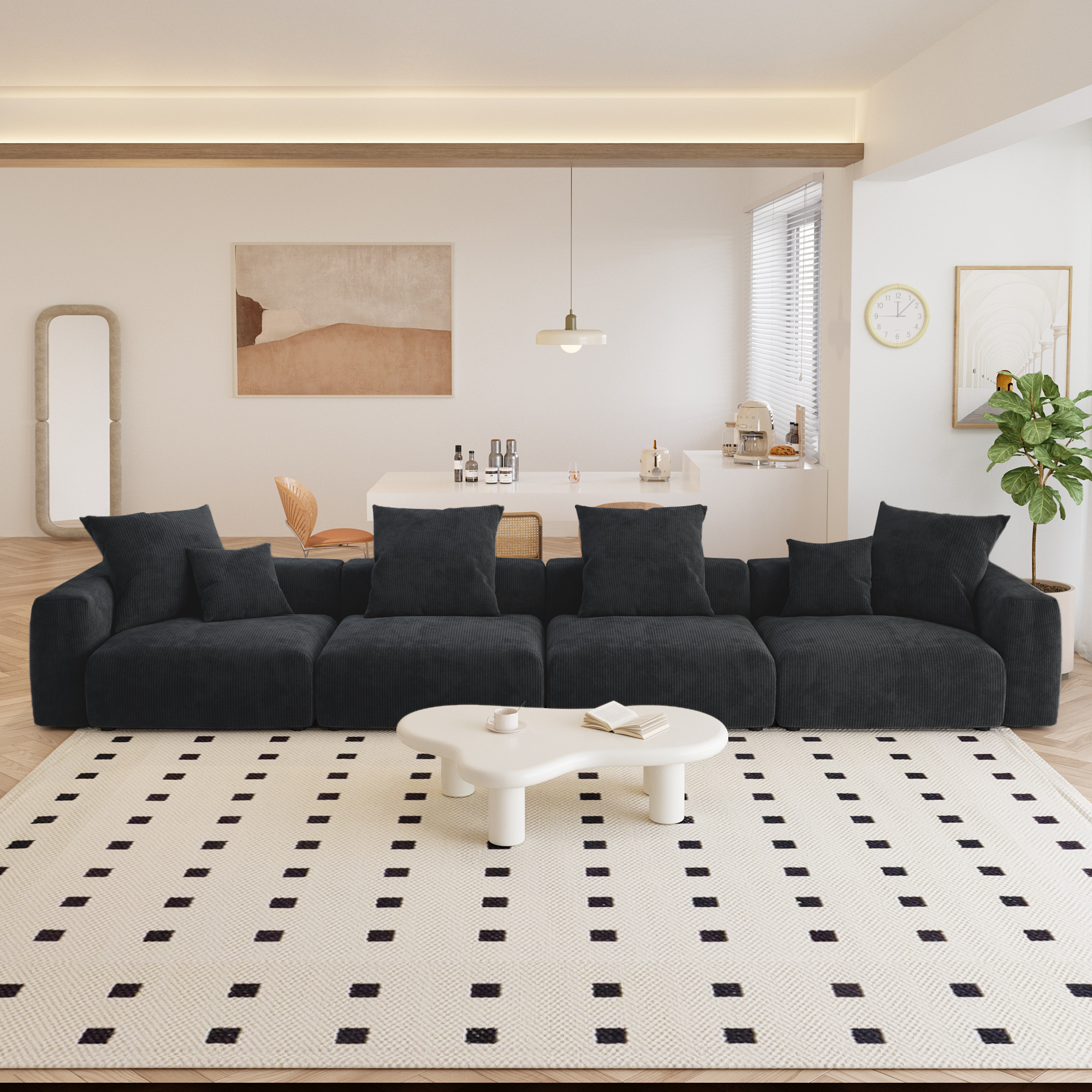 Magic Home Convertible Sectional Sofa Modular Couch,Modern Corduroy ...