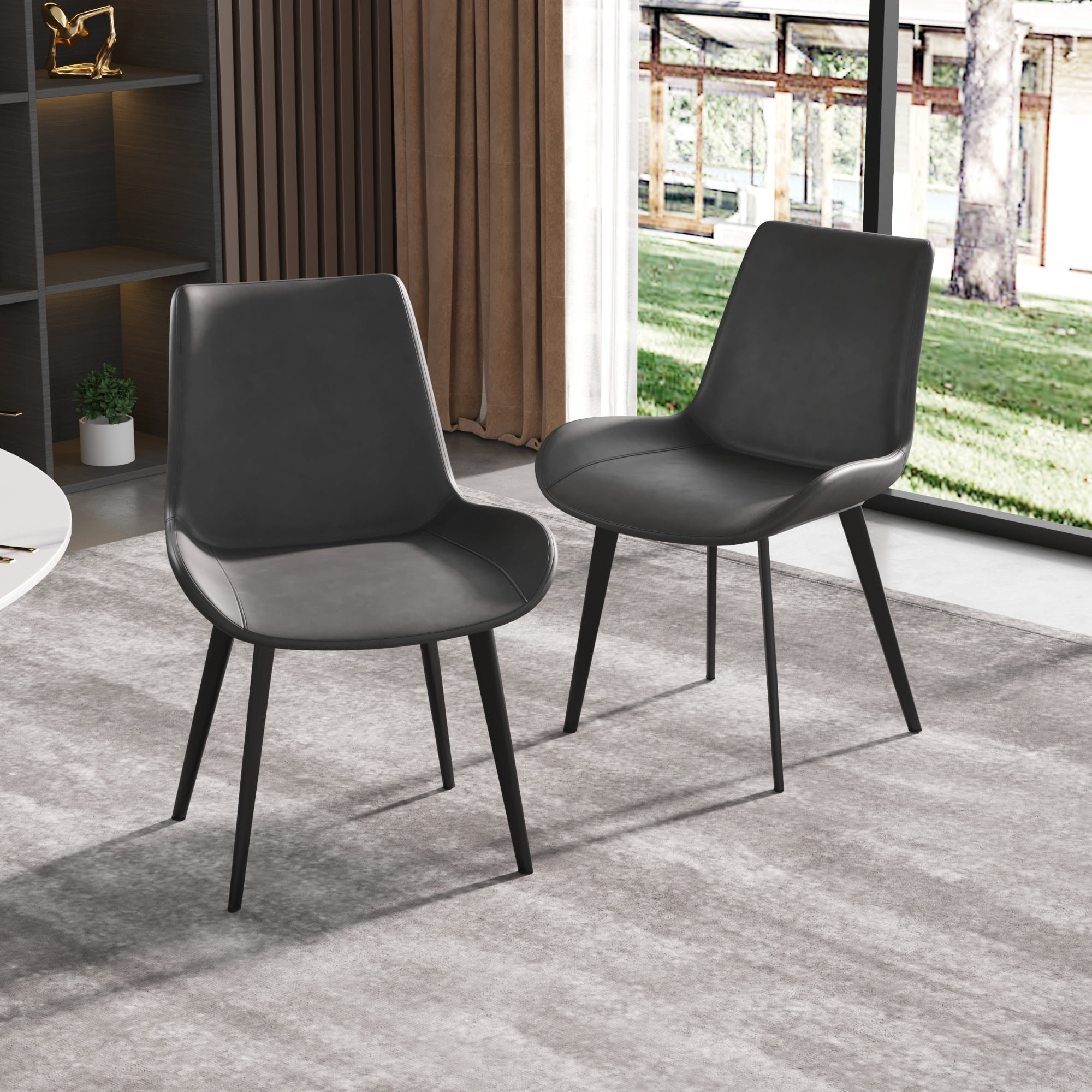 Magic Home Modern Faux Leather Bucket Seat Dining Chairs (set of 2 ...