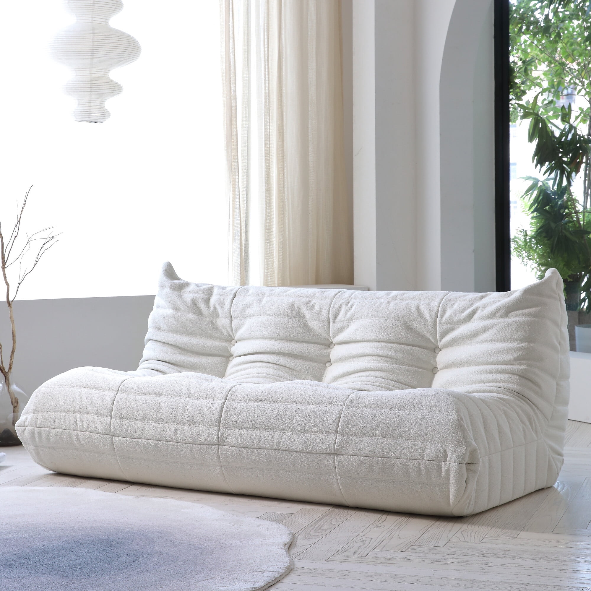 Magic Home Beige Togo Sofa, Modern Sectional Lazy Sofa, Foam Floor ...