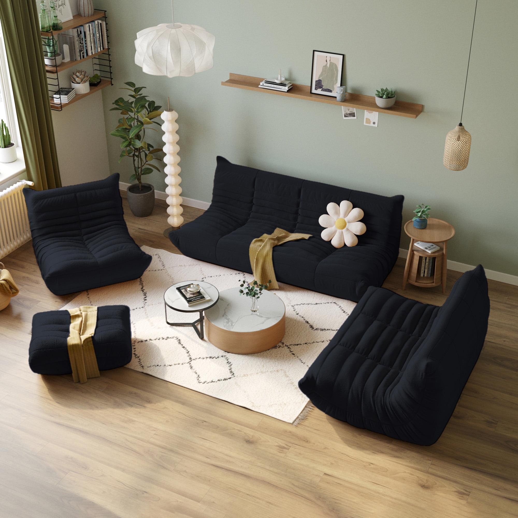 Magic Home Modern Sofa Togo Sofa Lazy Sofa Floor Couch Foam Sofa Teddy ...