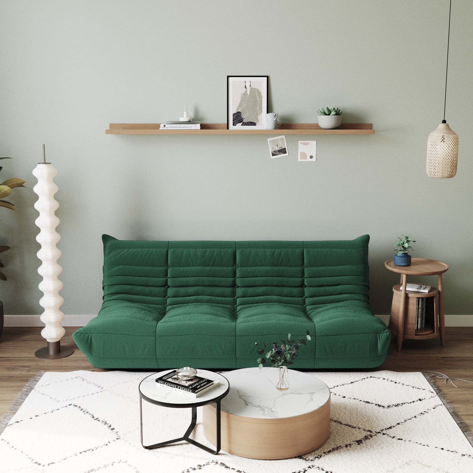 Big Comfy Magic Home Modern Velvet Togo Sofa, 3-Seat Lazy Floor Couch ...
