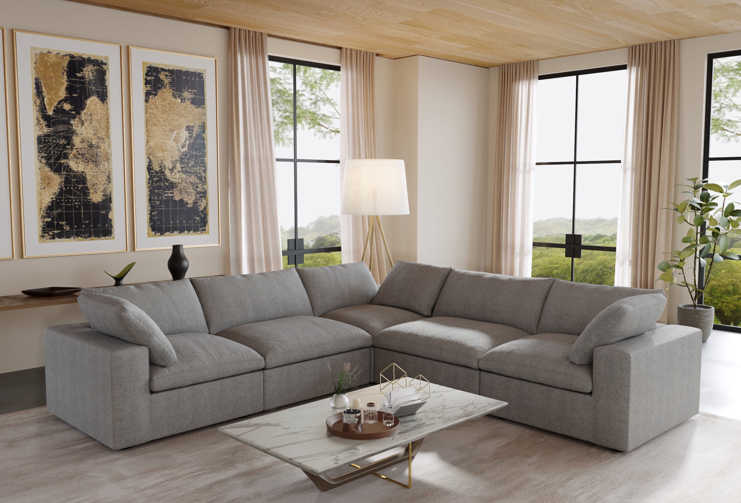 Magic Home Modular Sectional Sofa Couch,Modern Linen Fabric Sofa,Free ...