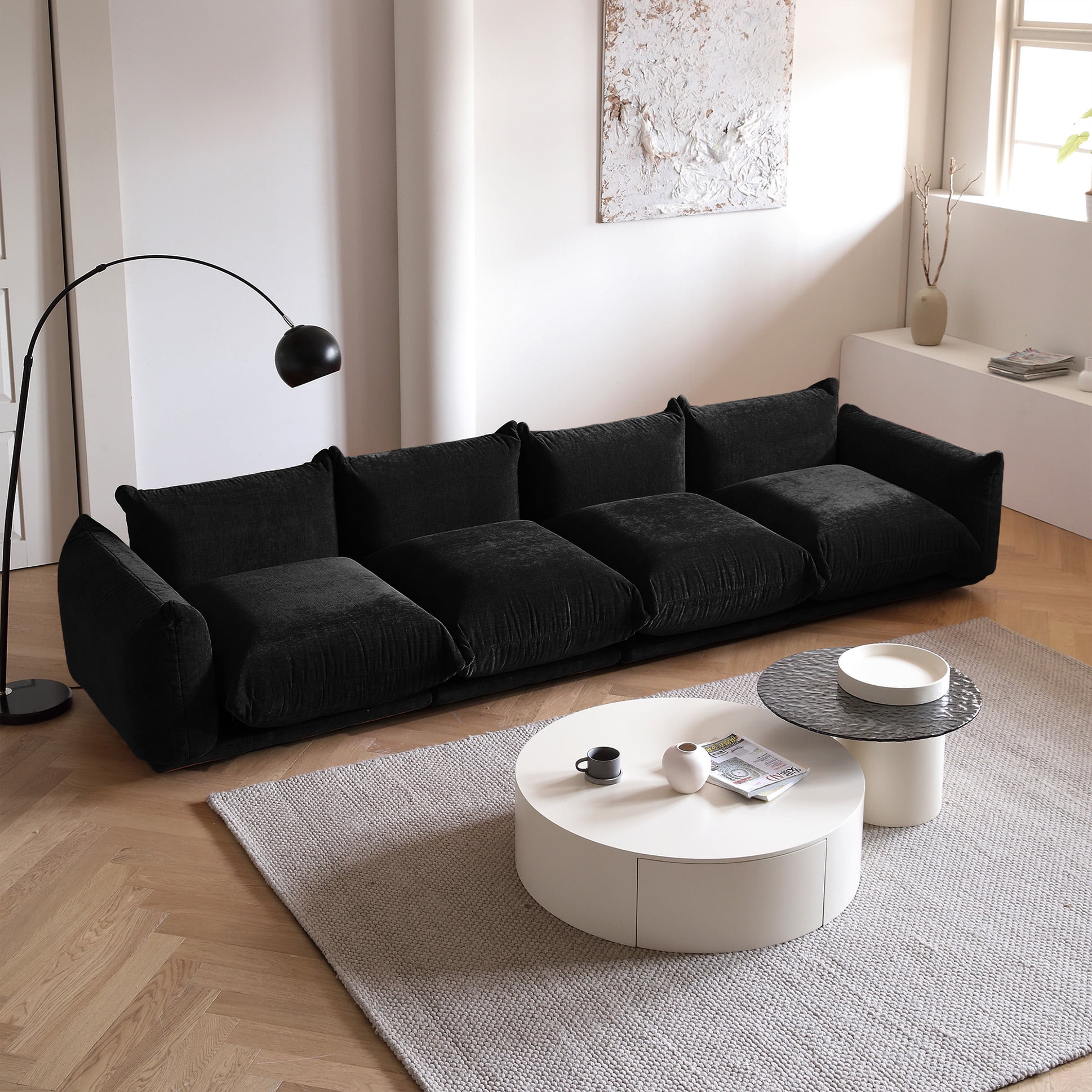 Magic Home Modular Sofa for Small Spaces, Chenille L-Shaped 4-Seat ...