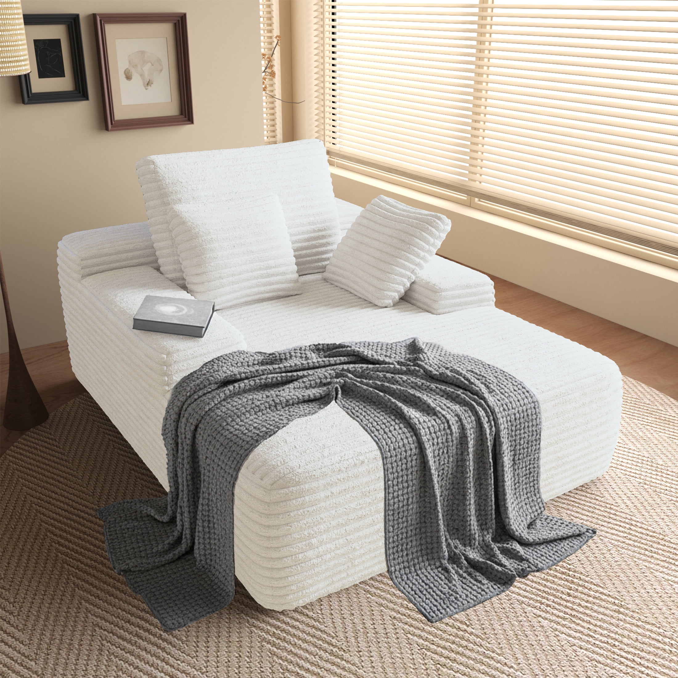 Magic Home Oversized Chaise Lounge Chair Indoor Furniture with Back ...