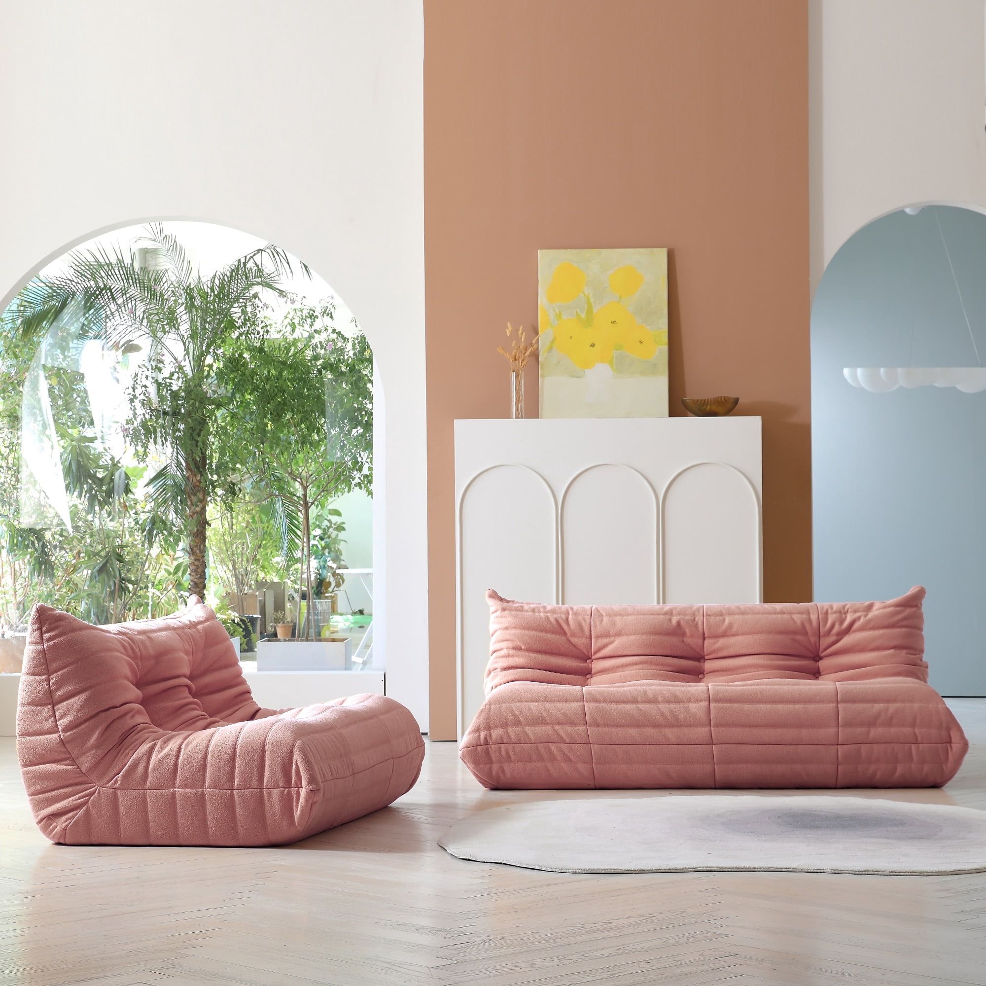 Magic Home Soft Tufted Bean Bag Sofa,Extra Large Lazy Lounger Set for ...