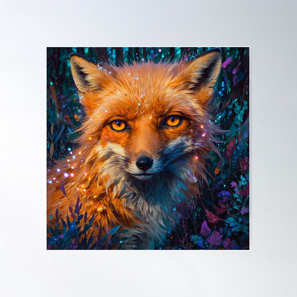 Magic Infused Cute Fox Poster Wall Art, Modern Wall Decor For Living ...