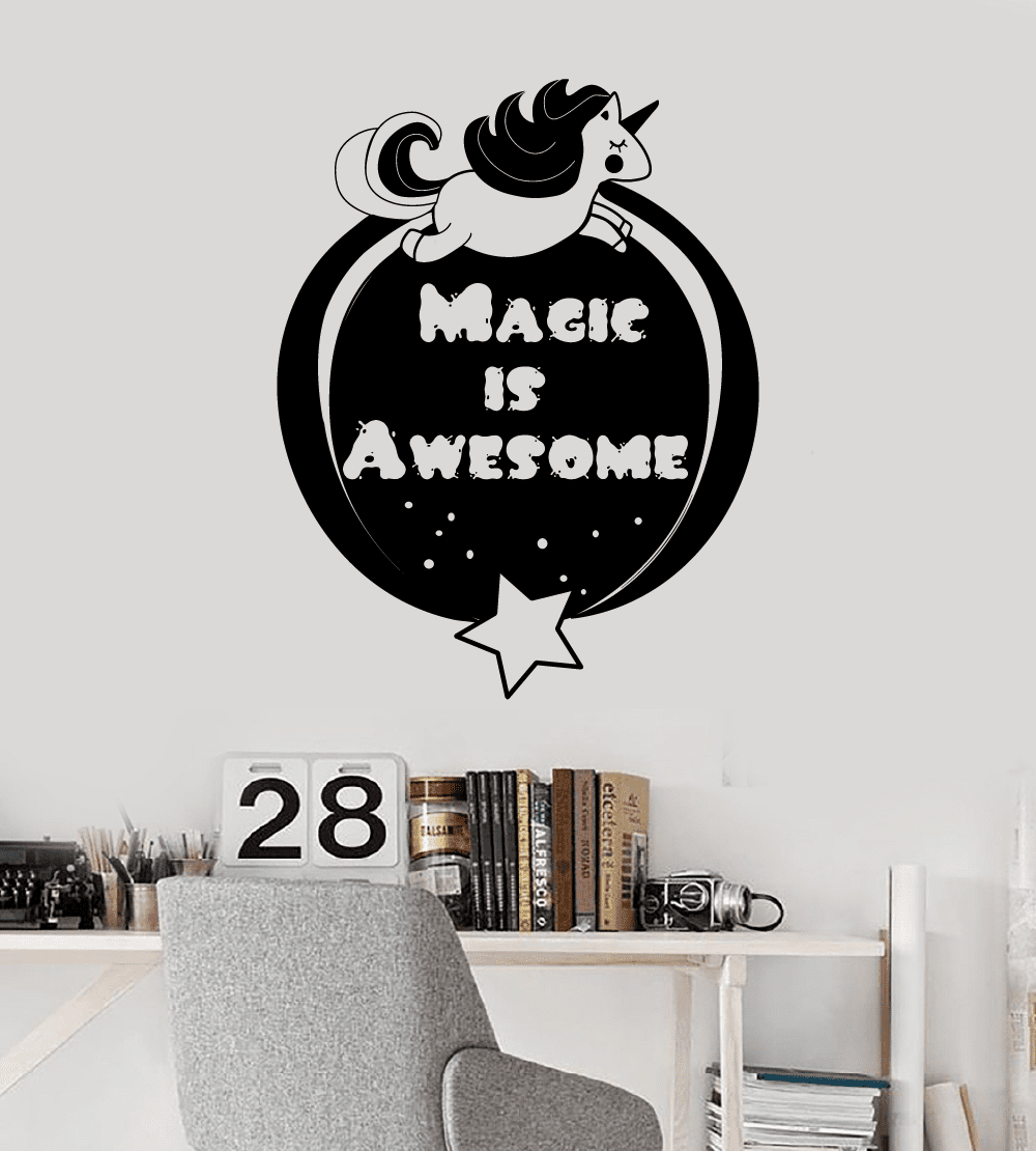 Magic Is Awesome Quote Unicorn Magical Unicorns Wall Sticker Art Decal ...