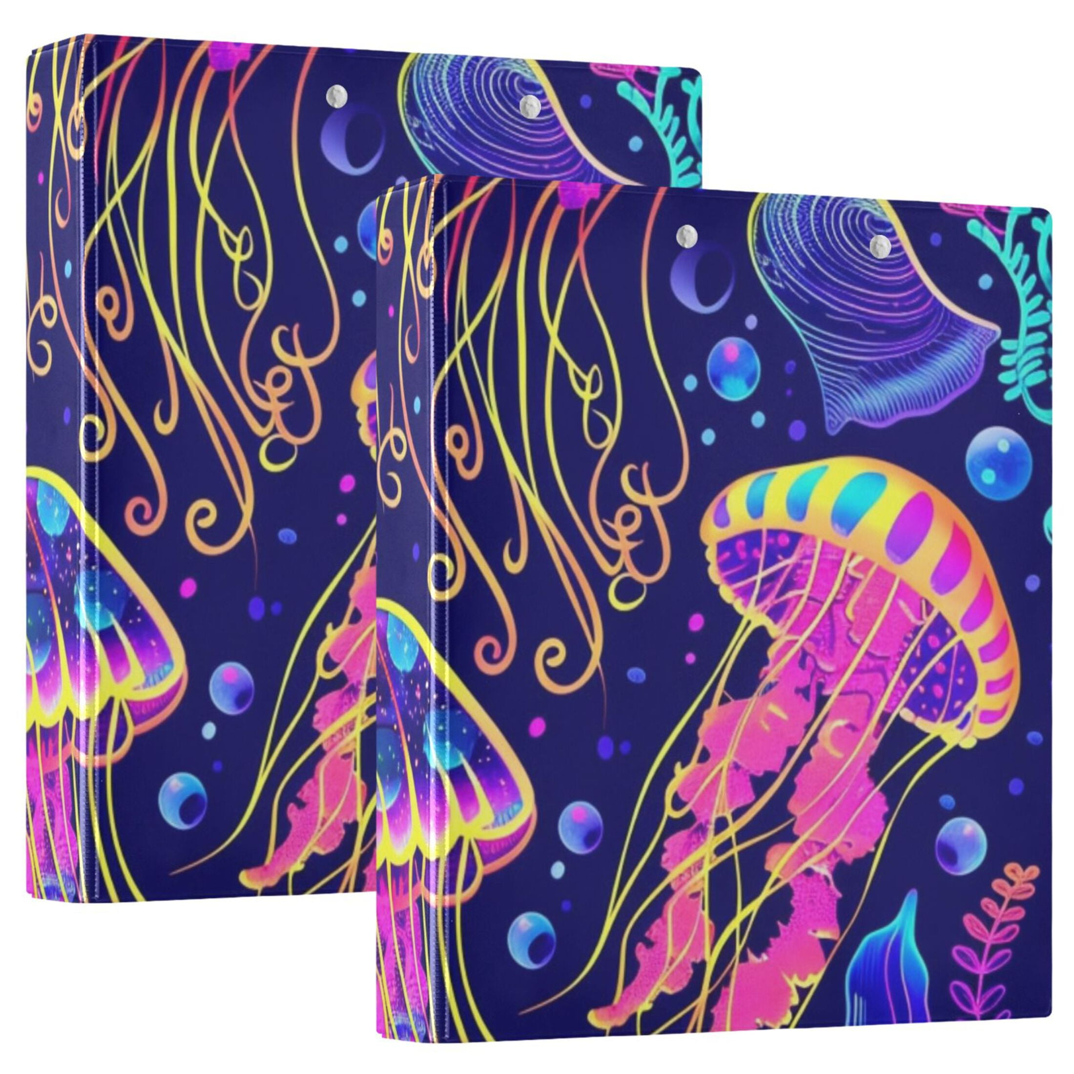 Magic Jellyfish Ocean Hardcover 3 Ring Binder 1.5 inch Round Rings with ...