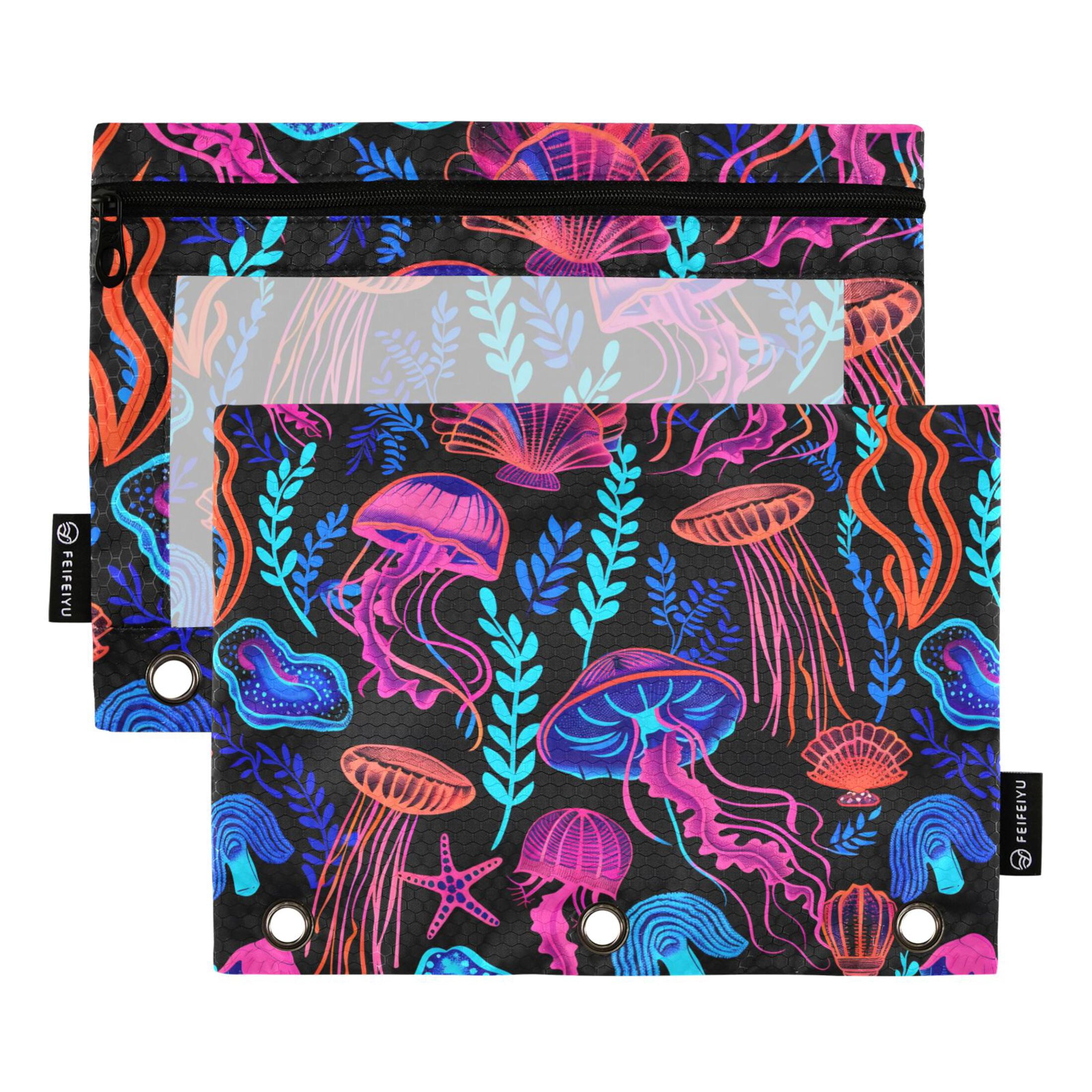 Magic Jellyfish and Starfish 2 Pack Pencil Pouch for 3 Ring Binder ...