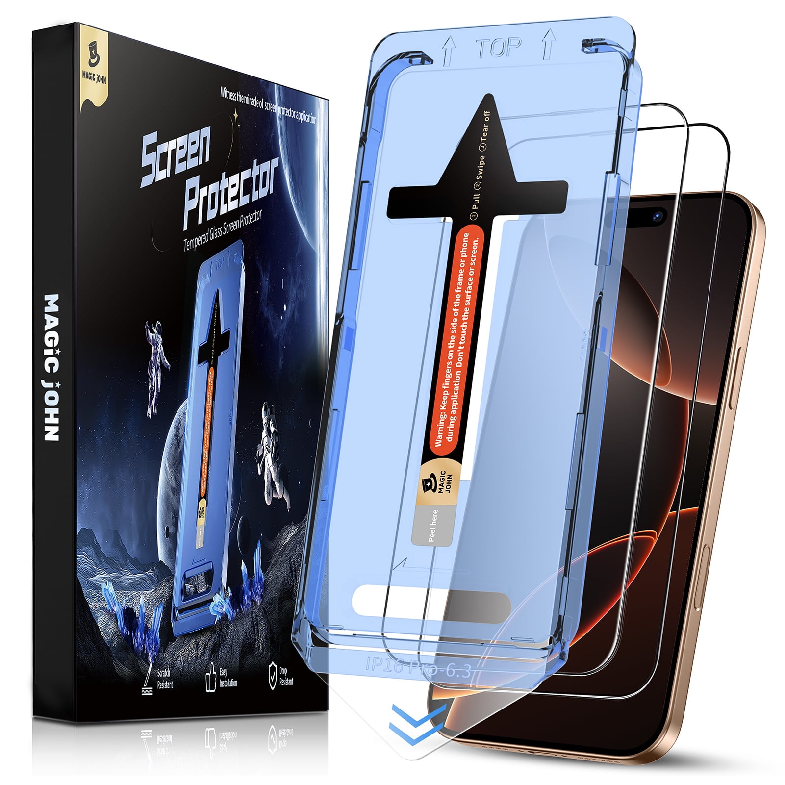 Magic John 2 Pack Screen Protector for iPhone 16 Pro HD Corning ...