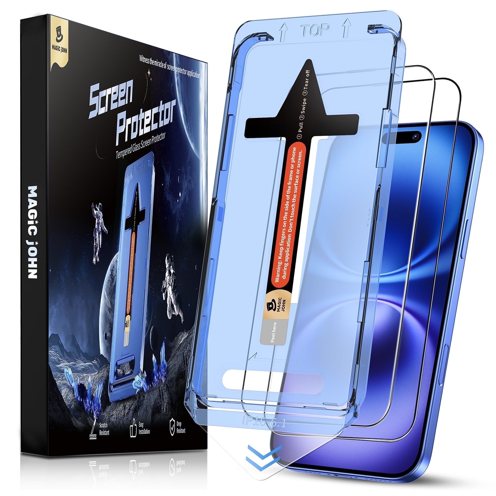 Magic John 2 Pack Screen Protector for iPhone 16/iPhone 15 Corning ...