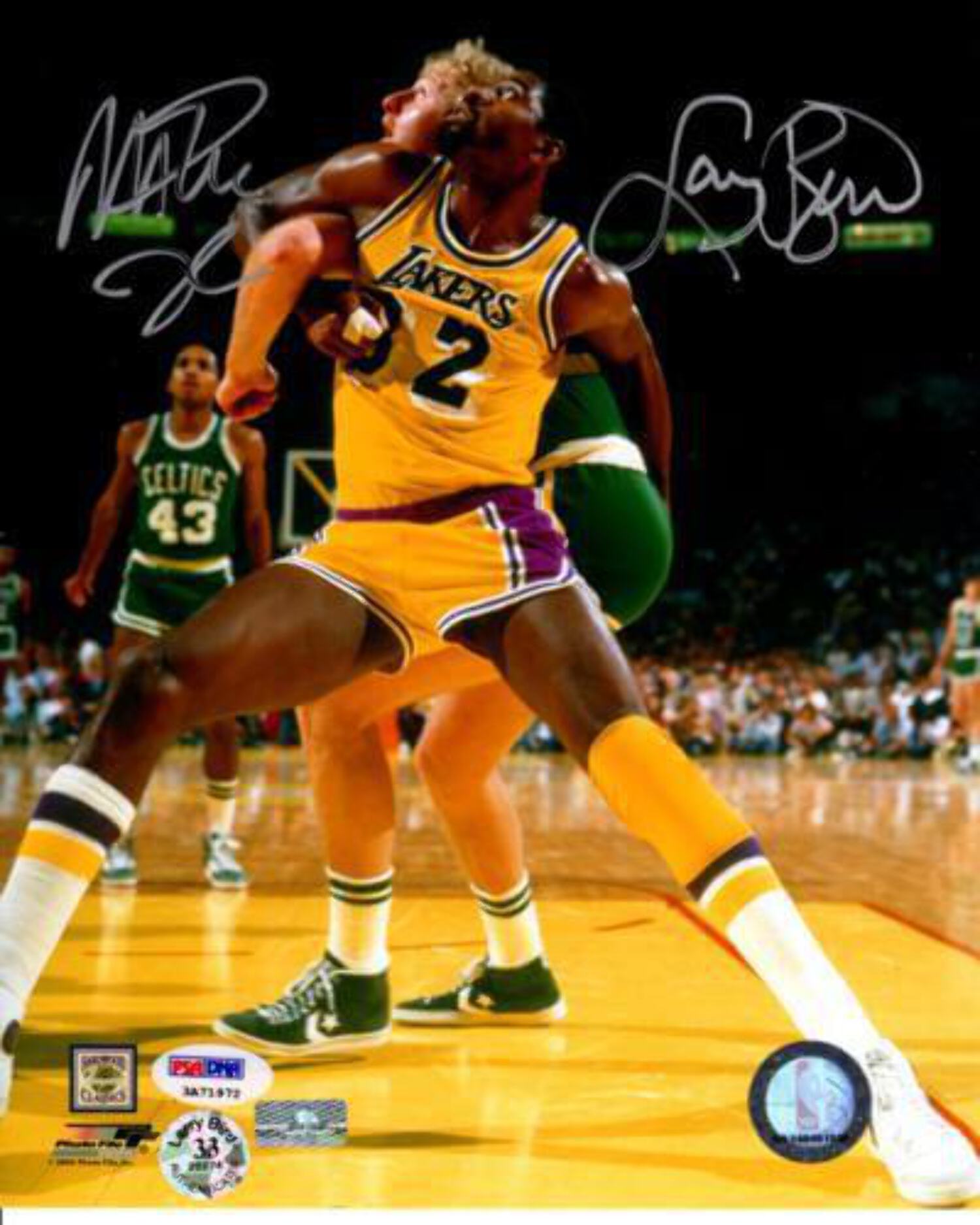 Magic Johnson And Larry Bird Autographed Los Angeles Lakers / Boston Celtics 8x10 Photo - PSADNA ...
