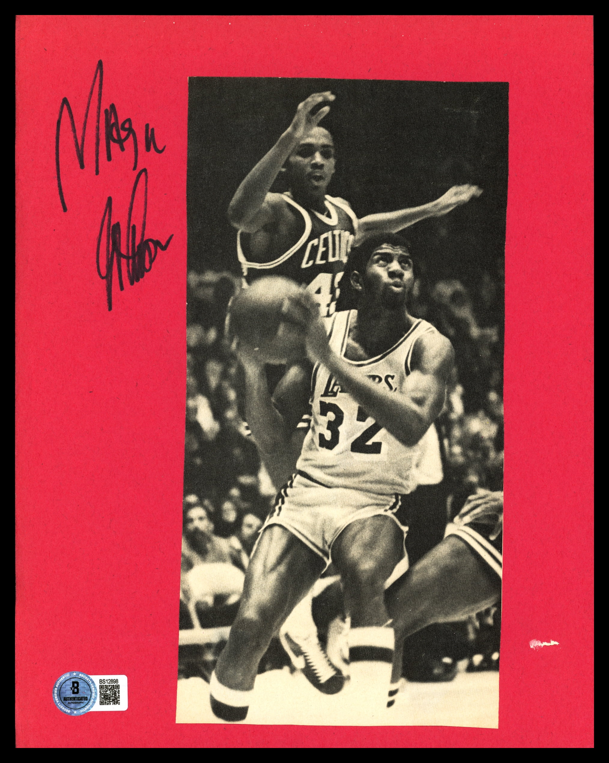 Magic Johnson Autographed 8x10 Page Los Angeles Lakers Beckett BAS QR # ...