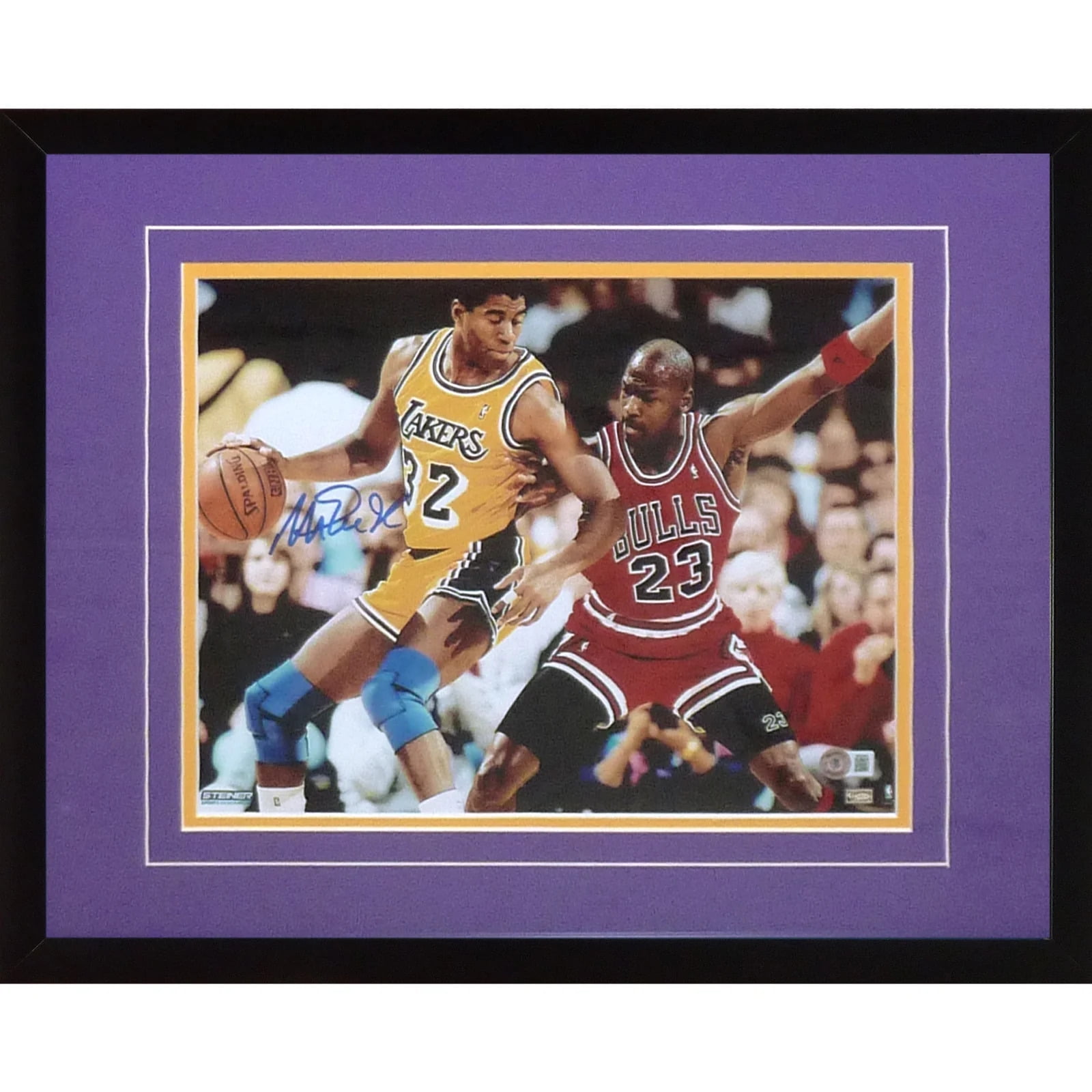 Magic Johnson Autographed Los Angeles Lakers (vs Michael Jordan) Deluxe ...