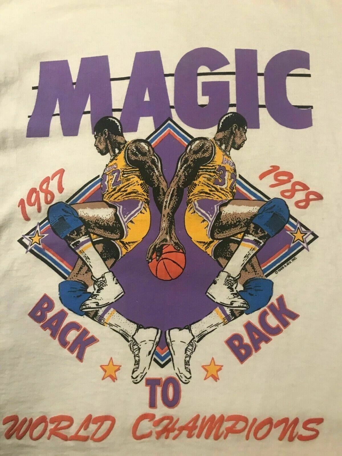 Magic Johnson Back-To-Back White Unisex All Size Tee Shirt - Walmart.com