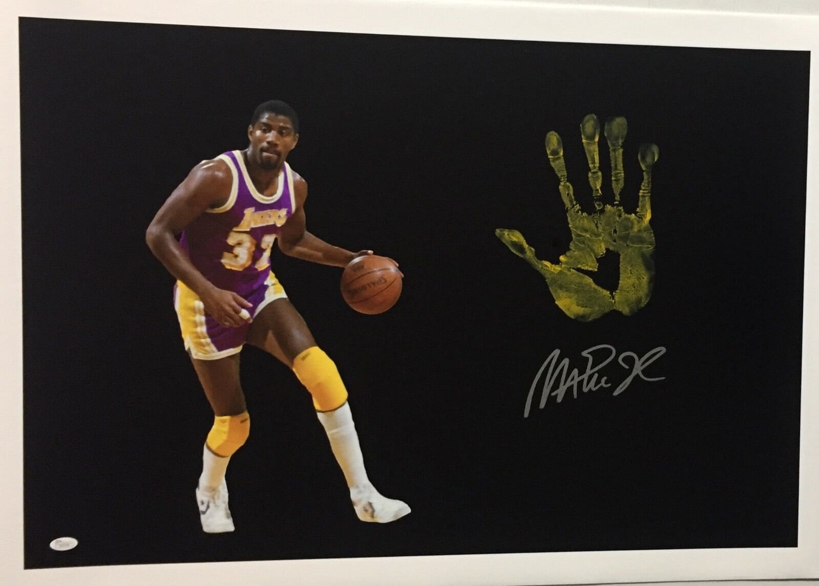 Magic Johnson Handprint Unstretched 20x36 Canvas Purple Signed JSA ...