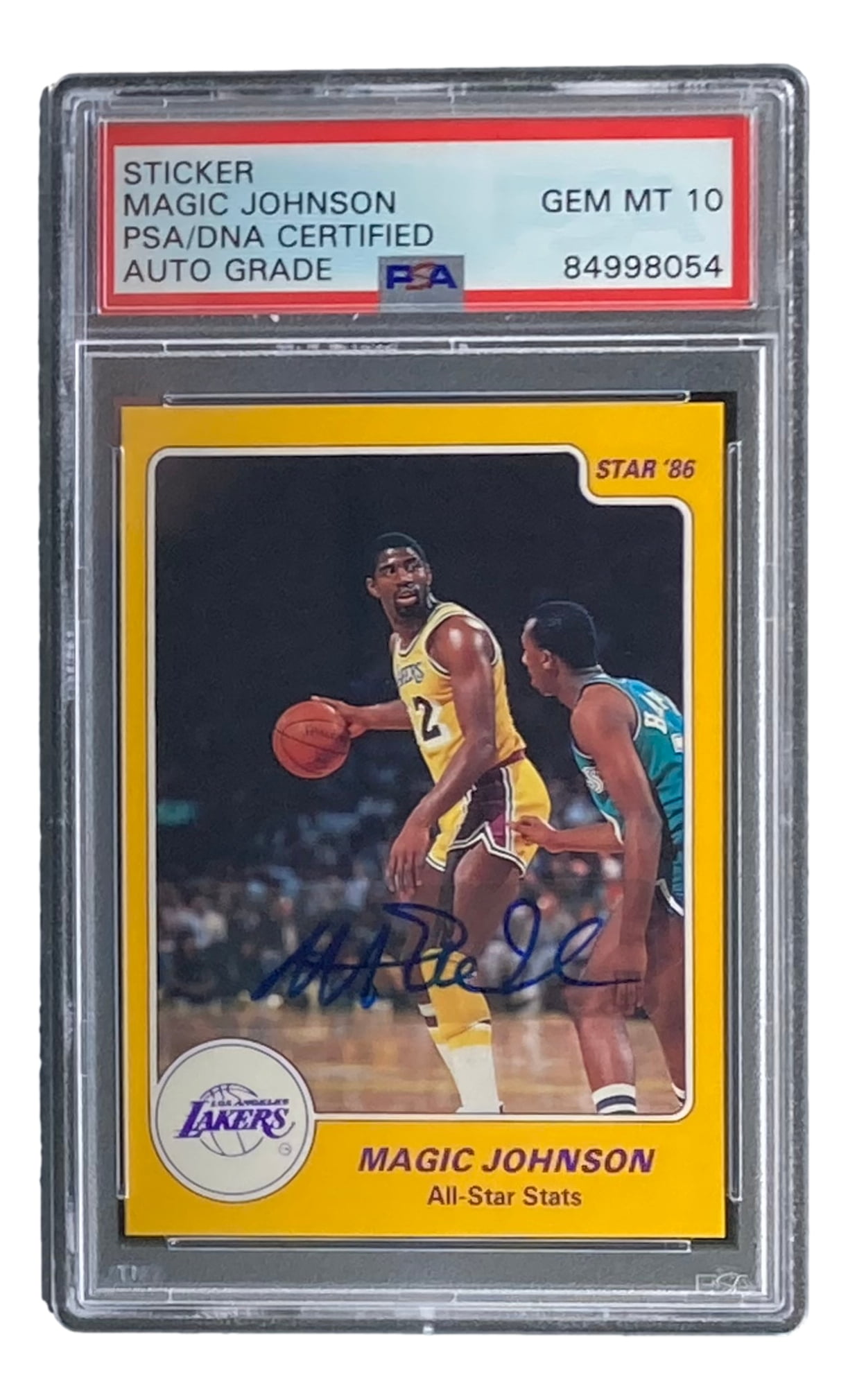 Magic Johnson Signed LA Lakers 1986 Star #5 Trading Card PSA/DNA Gem MT ...