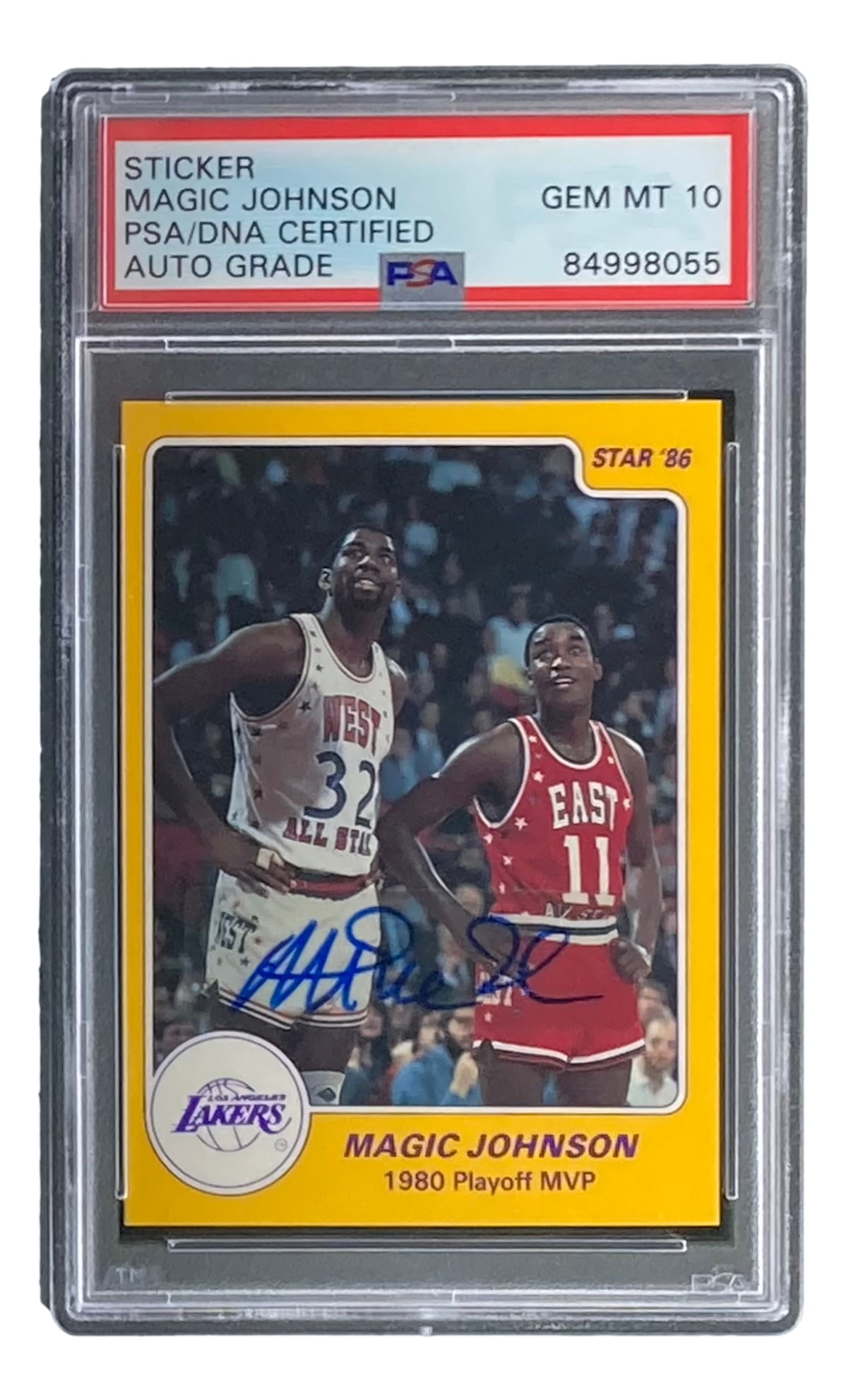 Magic Johnson Signed LA Lakers 1986 Star #9 Trading Card PSA/DNA Gem MT ...