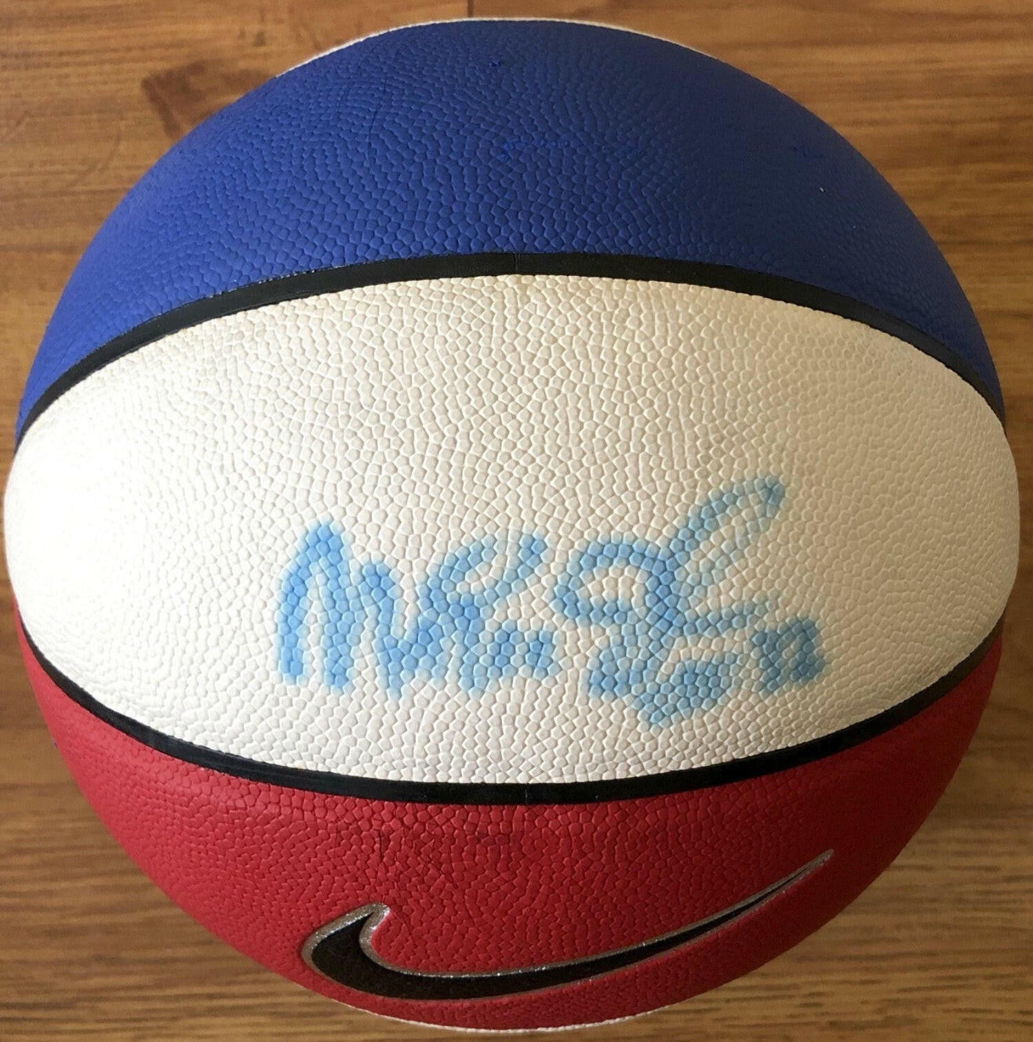 Magic Johnson autographed Nike red white and blue basketball JSA Lakers ...