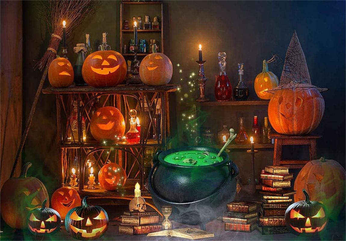 Magic Lab Backdrop Spooky Witch's Room Glass Bottles Potion Chemistry ...
