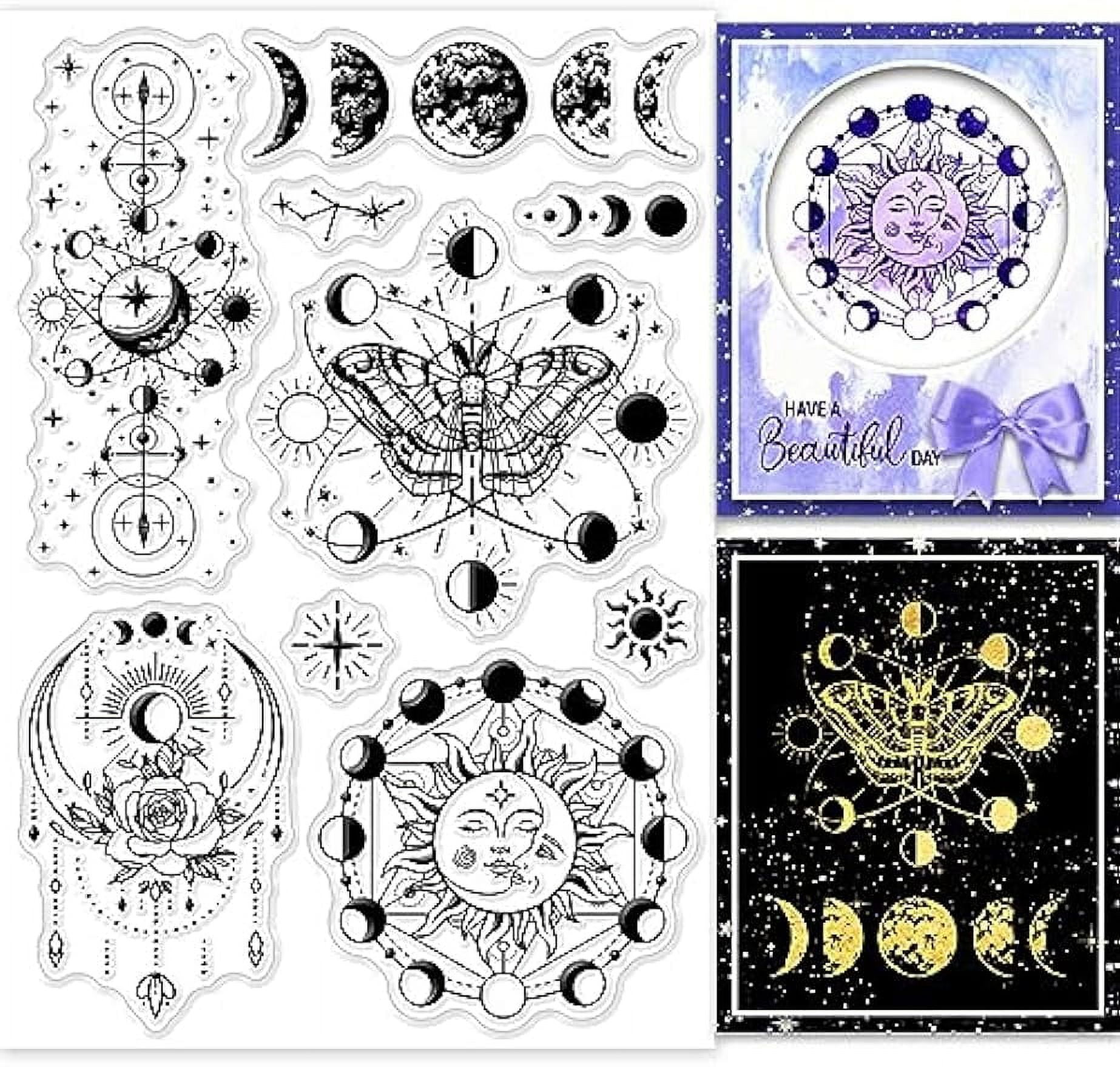 Magic Luna Sun Transparent Clear Stamps Witch Magic Butterfly Embossing ...