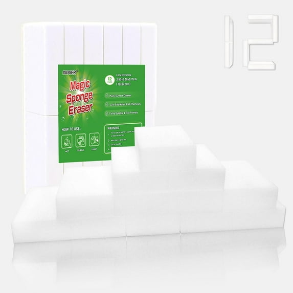 Magic Melamine Sponge Eraser, GRS Certified 12 Pack Magic Cleaning ...
