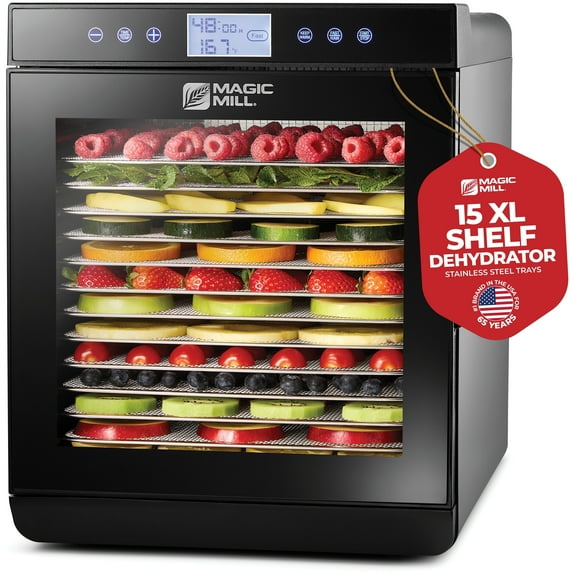 Magic Mill Food Dehydrator, 15 Stainless Steel Trays, Digital Timer ...