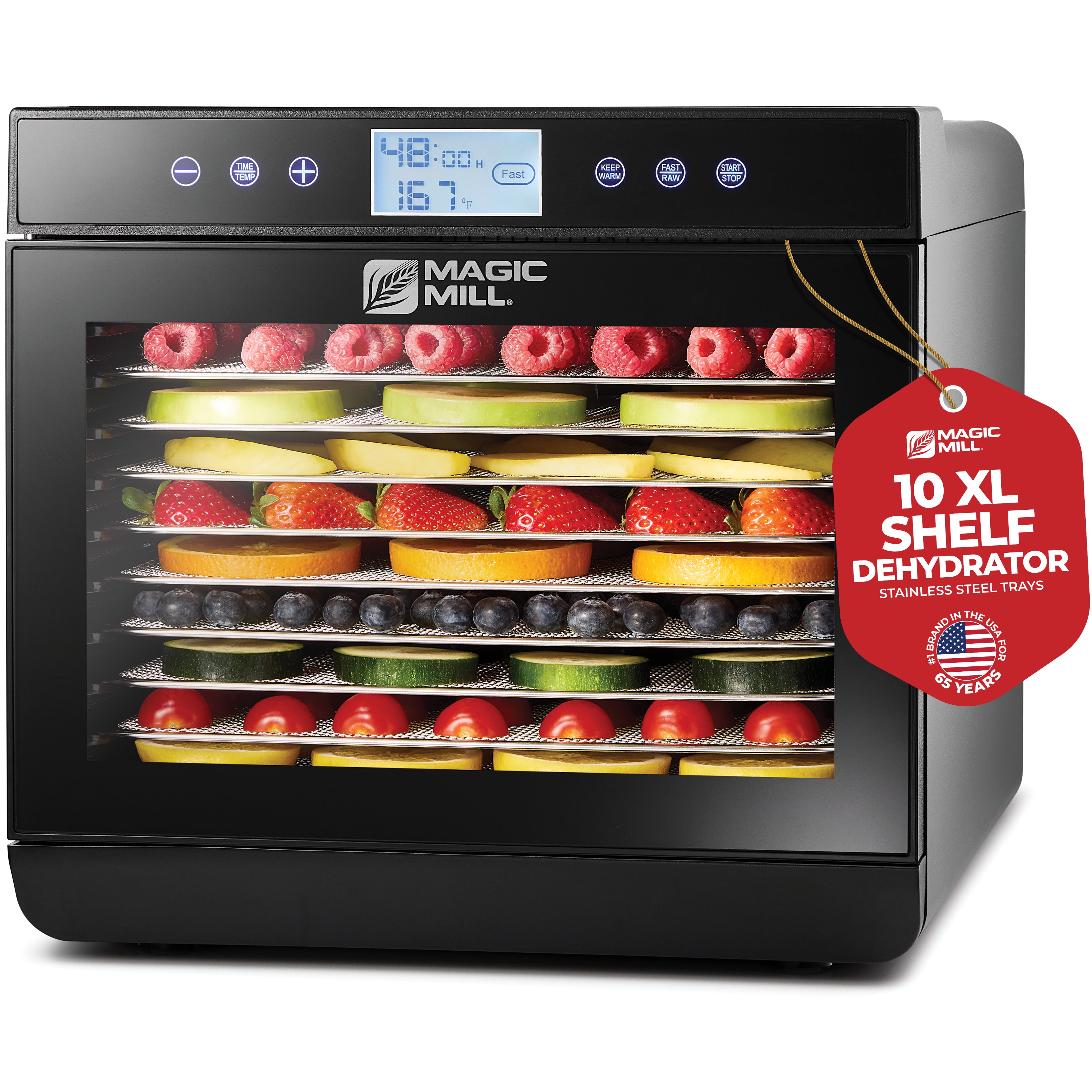 Magic Mill Pro Food Dehydrator Machine w/ Digital Timer & 7 Stainless ...