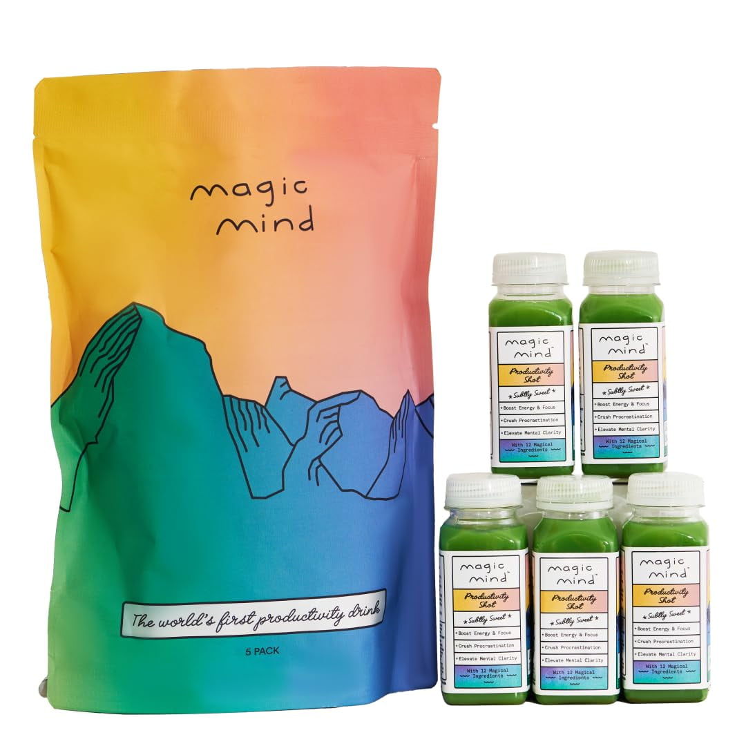 Magic Mind Focus Energy Drink Shots - No Jitters, Stress Relieving ...