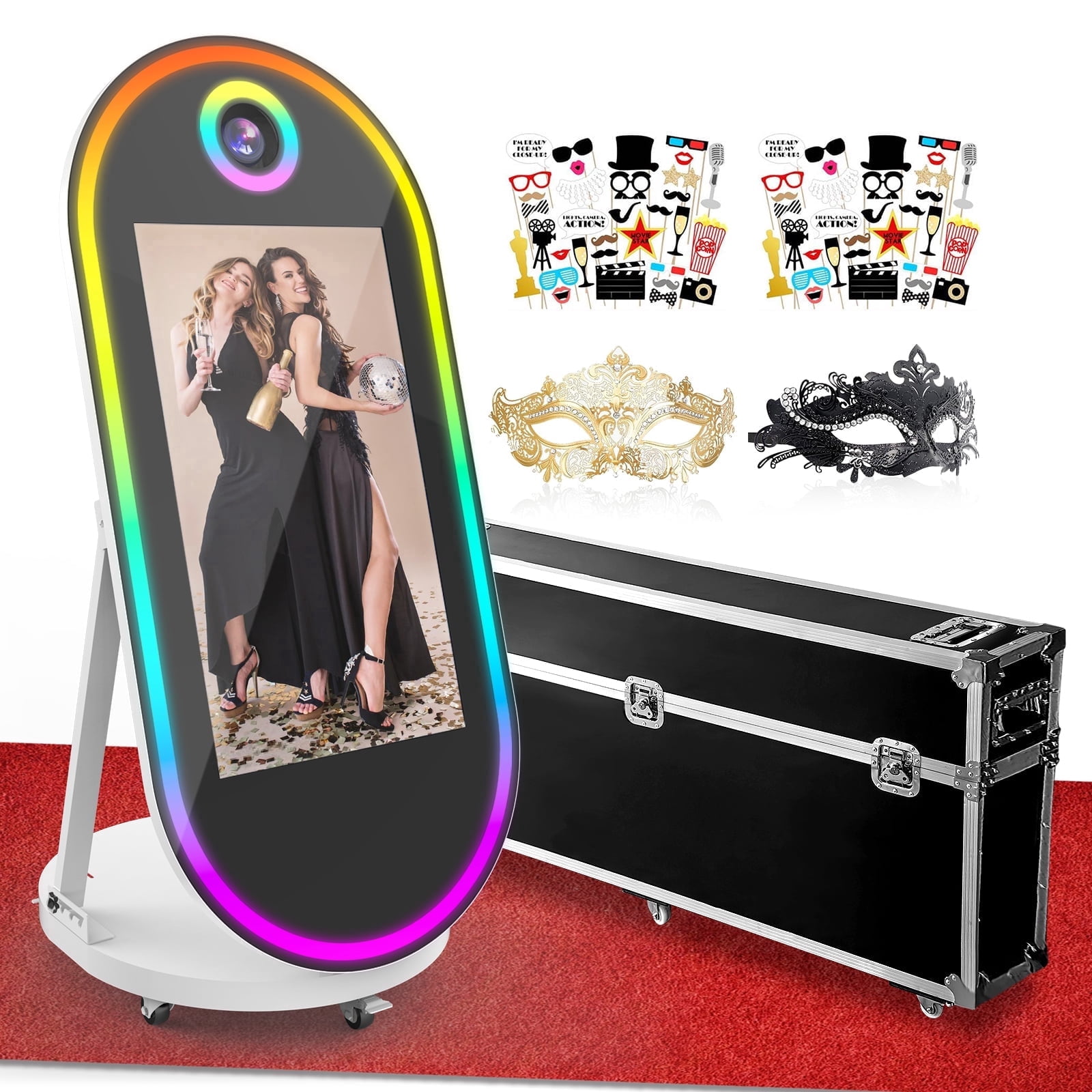 Magic Mirror Photo Booth, 60'' Oval Mirror Photo Booth with 32 ...