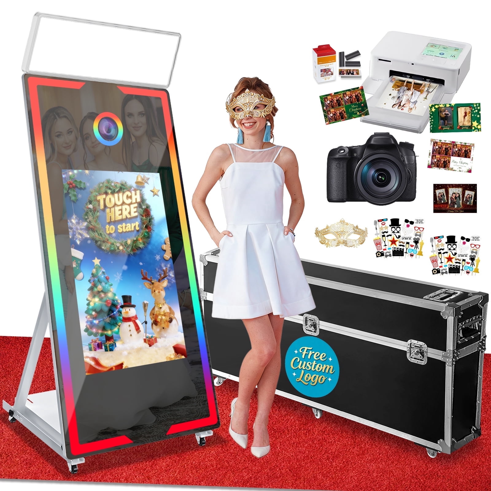 Magic Mirror Photo Booth, 65'' Mirror Photo Booth with Camera and ...
