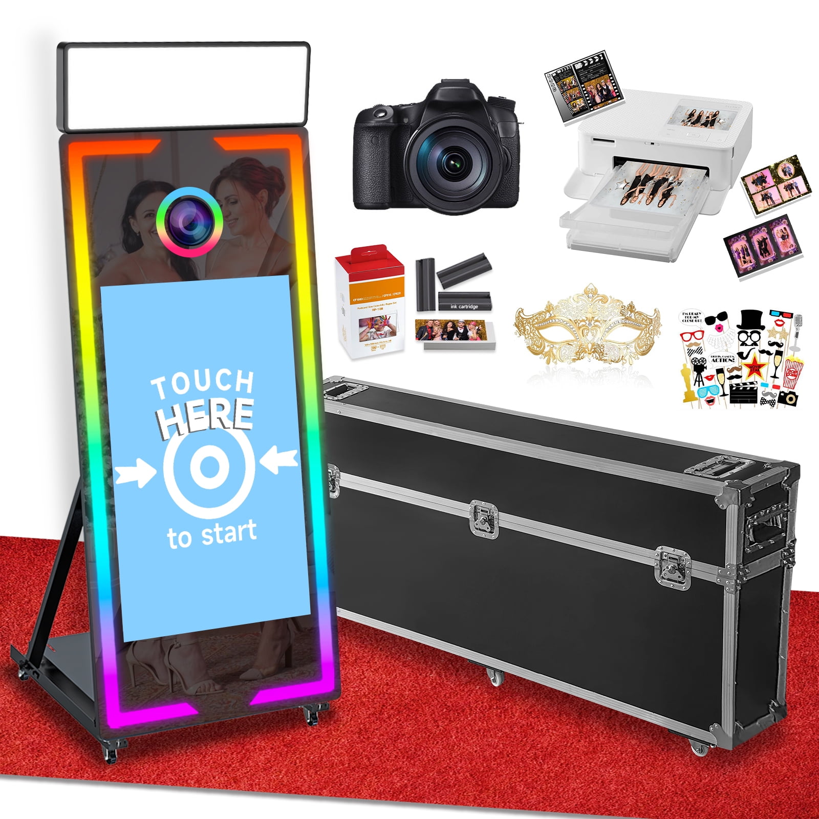 Magic Mirror Photo Booth, 65'' Mirror Photo Booth with Camera and ...