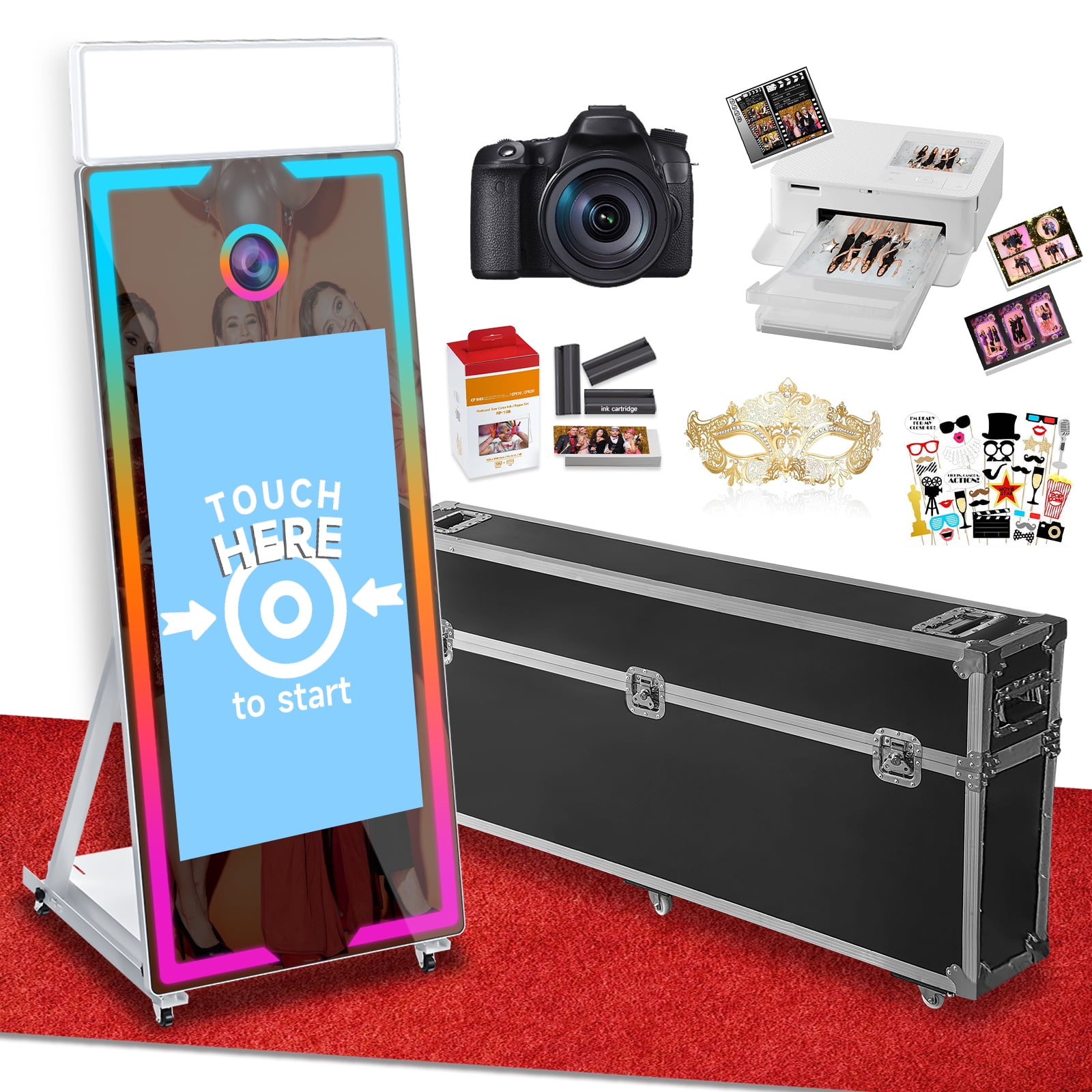 Magic Mirror Photo Booth, 65'' Mirror Photo Booth with Camera and ...
