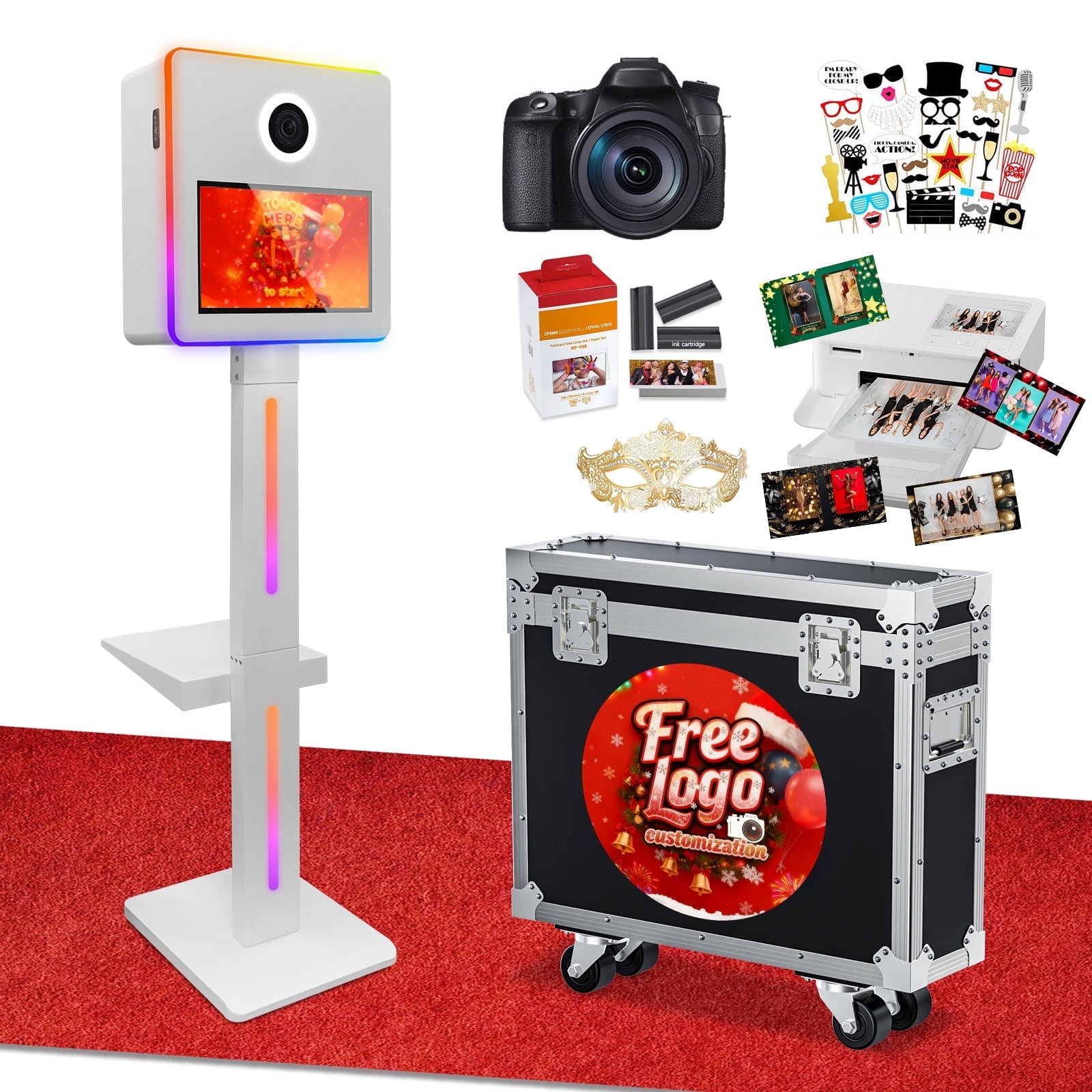 Magic Mirror Photo Booth with Camera & Printer,15.6" Interactive Touch ...