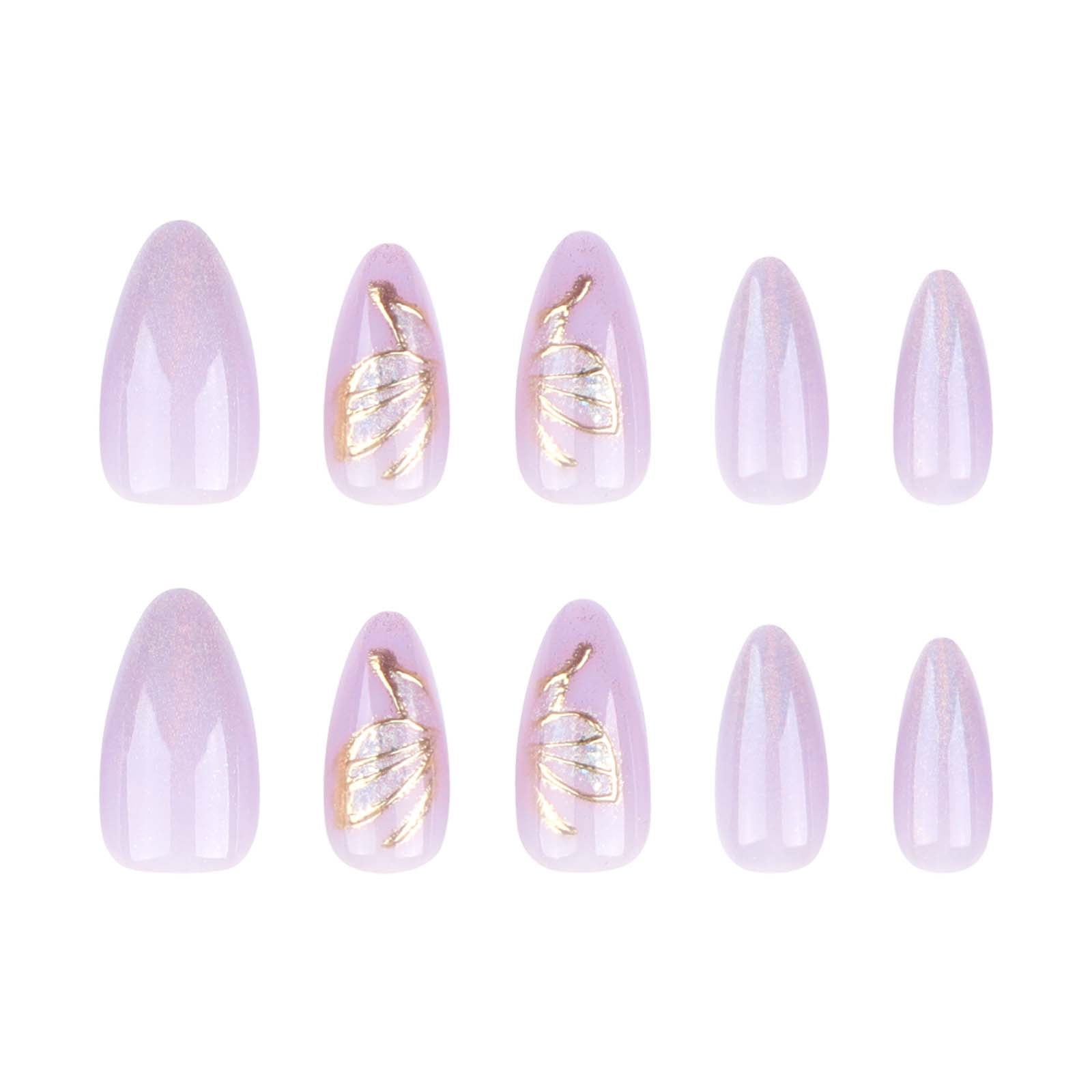 Magic Mirror Pink Purple Butterfly Armor, Press-on Short False Nails ...