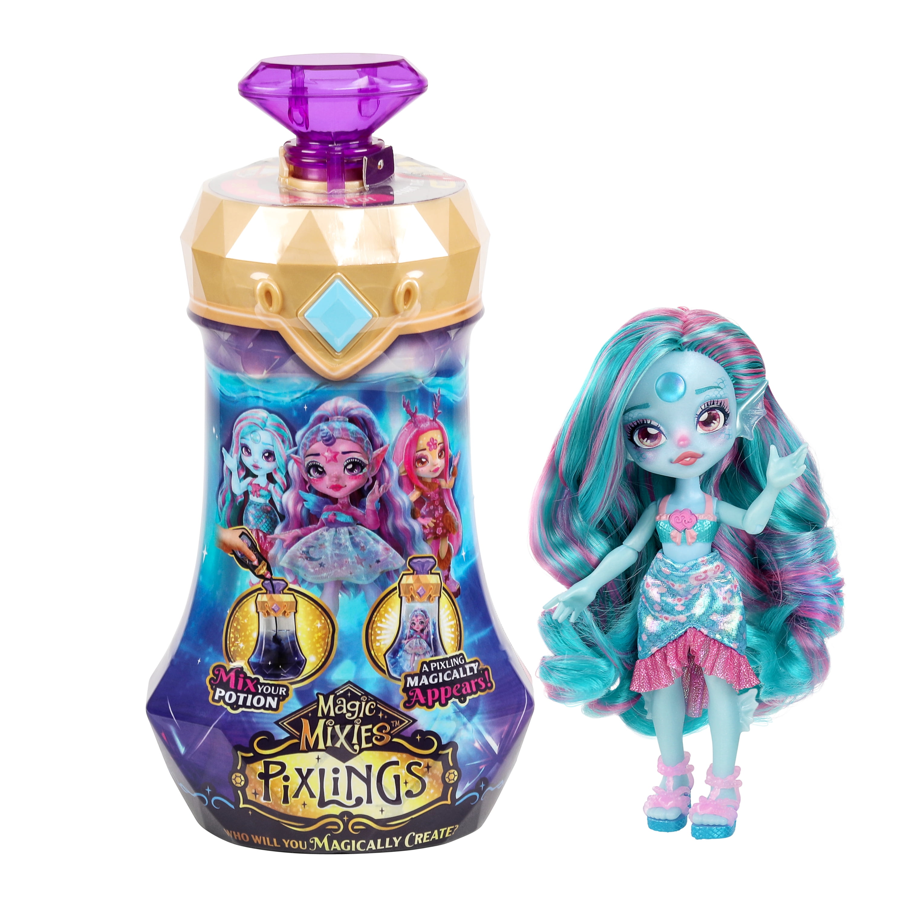Magic Mixies Pixlings Marena Mermaid Doll, 6.5 inch, Potion Bottle Toy ...