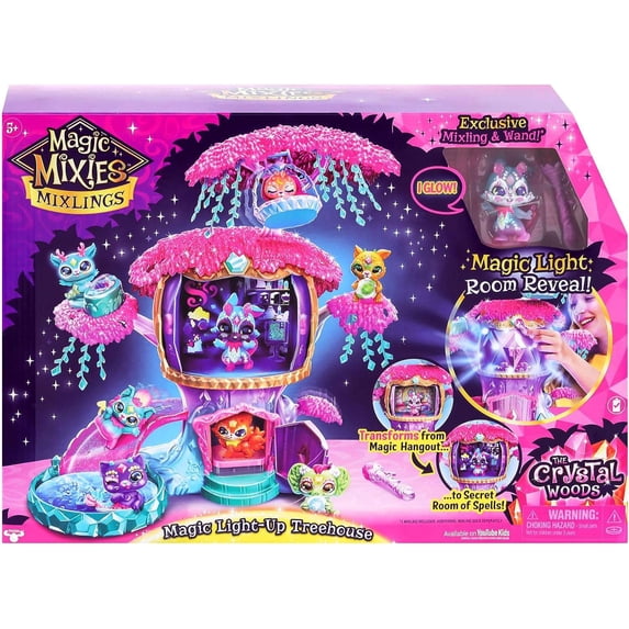 Moose Toys Magic Mixies Crystal Woods Light-Up Treehouse Playset, Glow ...