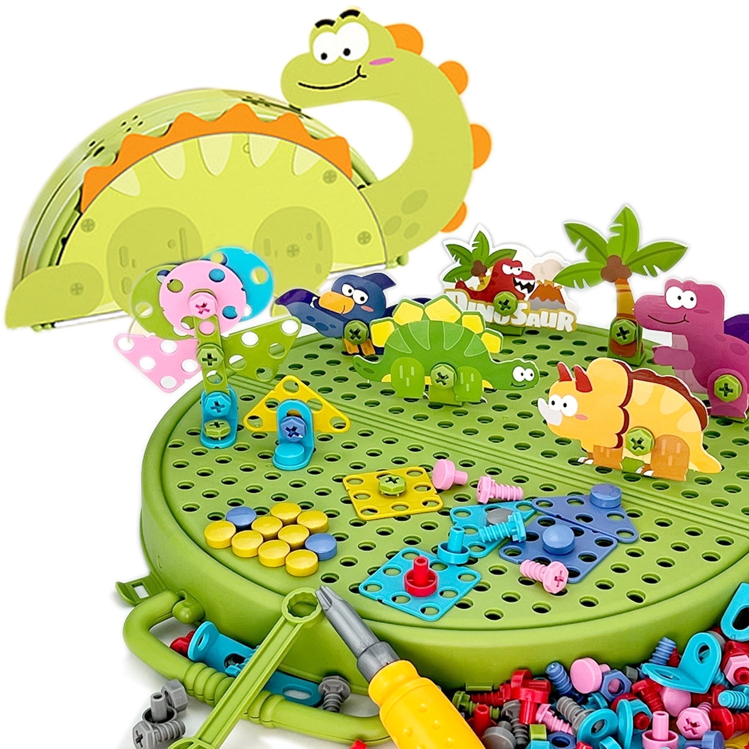 Magic Montessori Play Toolbox, 211 Pieces Dinosaurs Theme Screwdriver ...
