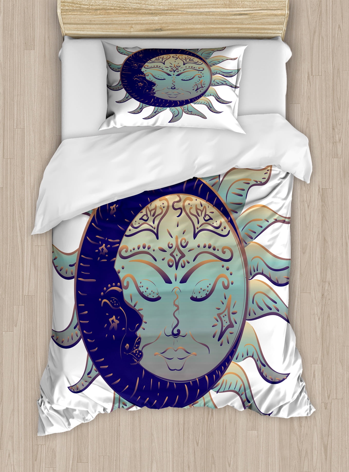 Magic Moon Duvet Cover Set, Modern Sun and Crescent Design with ...