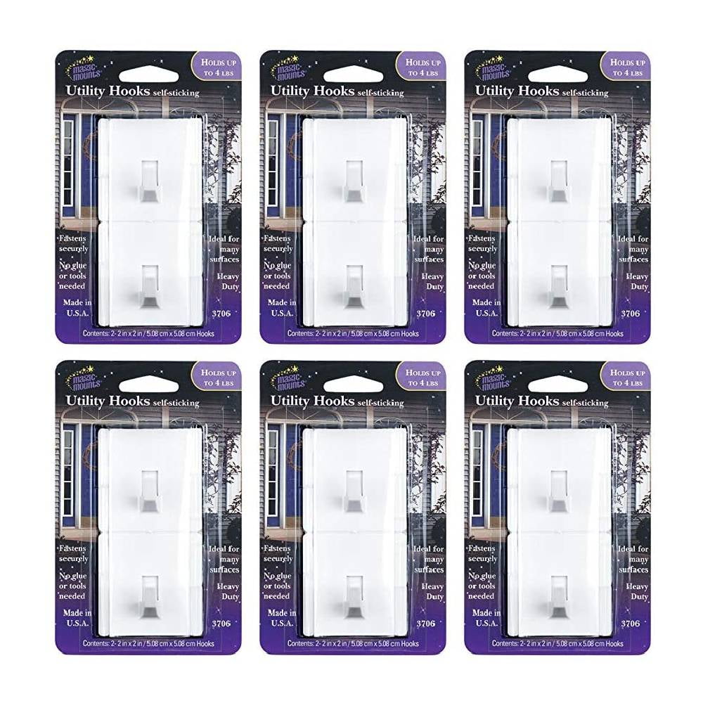 Magic Mount 3706 Utility Hooks Self Stick Heavy Duty Hangers 2x2 inch ...