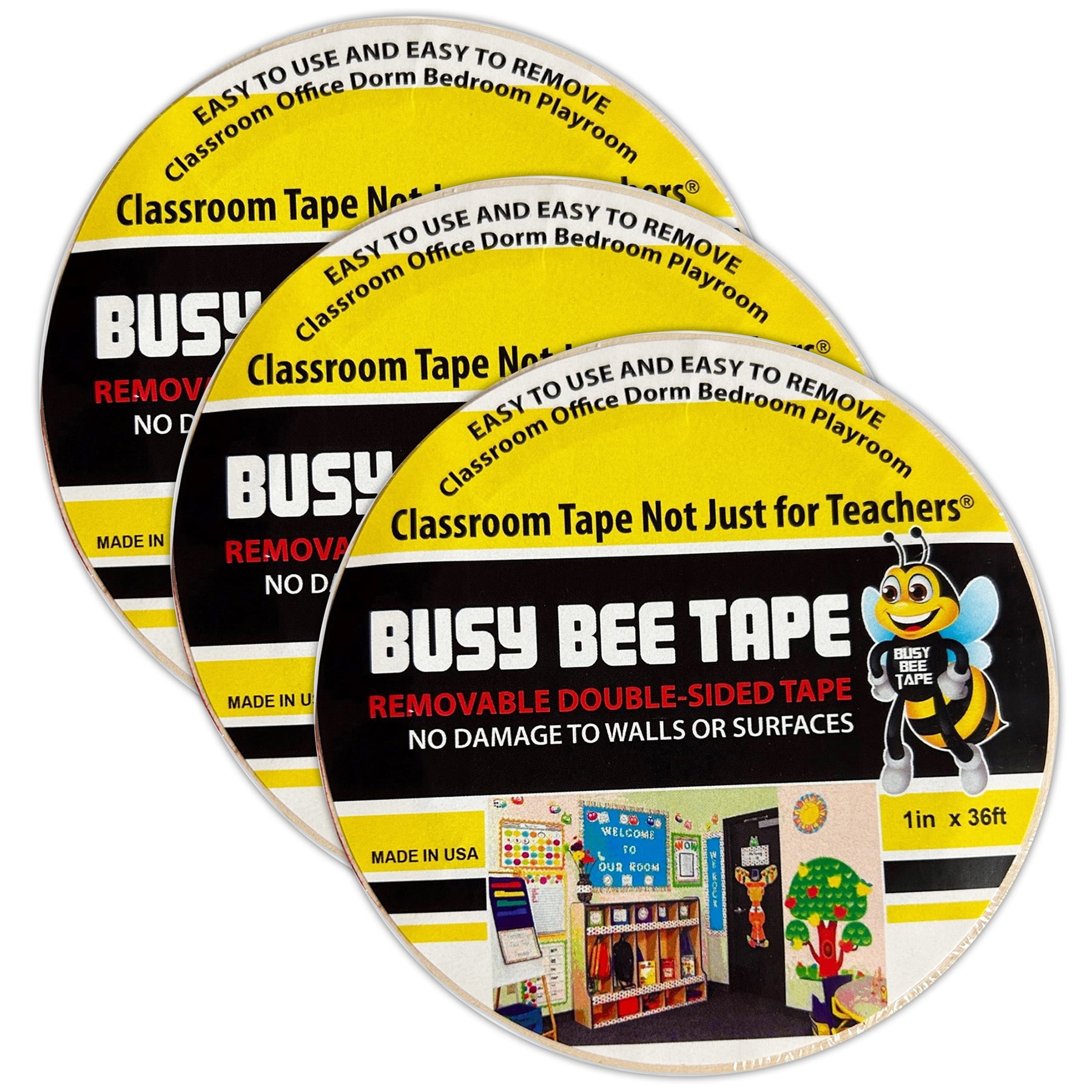 Magic-Mounts Busy Bee Tape, 1in x 36ft, Pack of 3 - Walmart.com