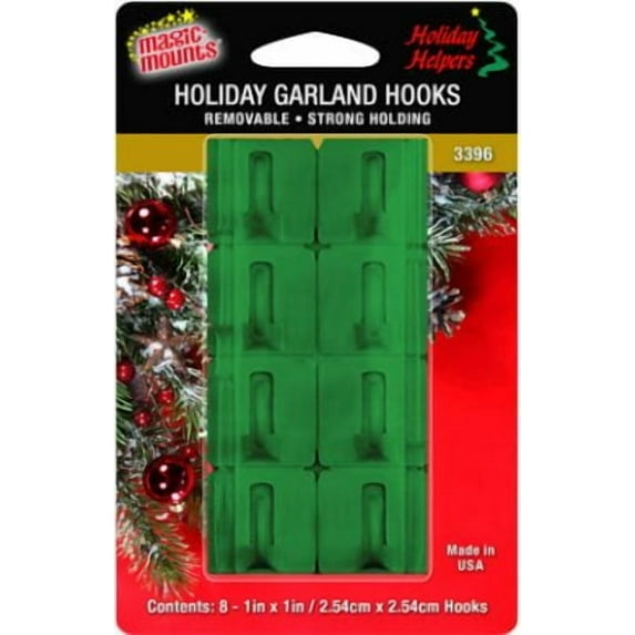Magic Mounts Holiday Helpers Removable Garland Hooks--Green 2 Packs 16 ...